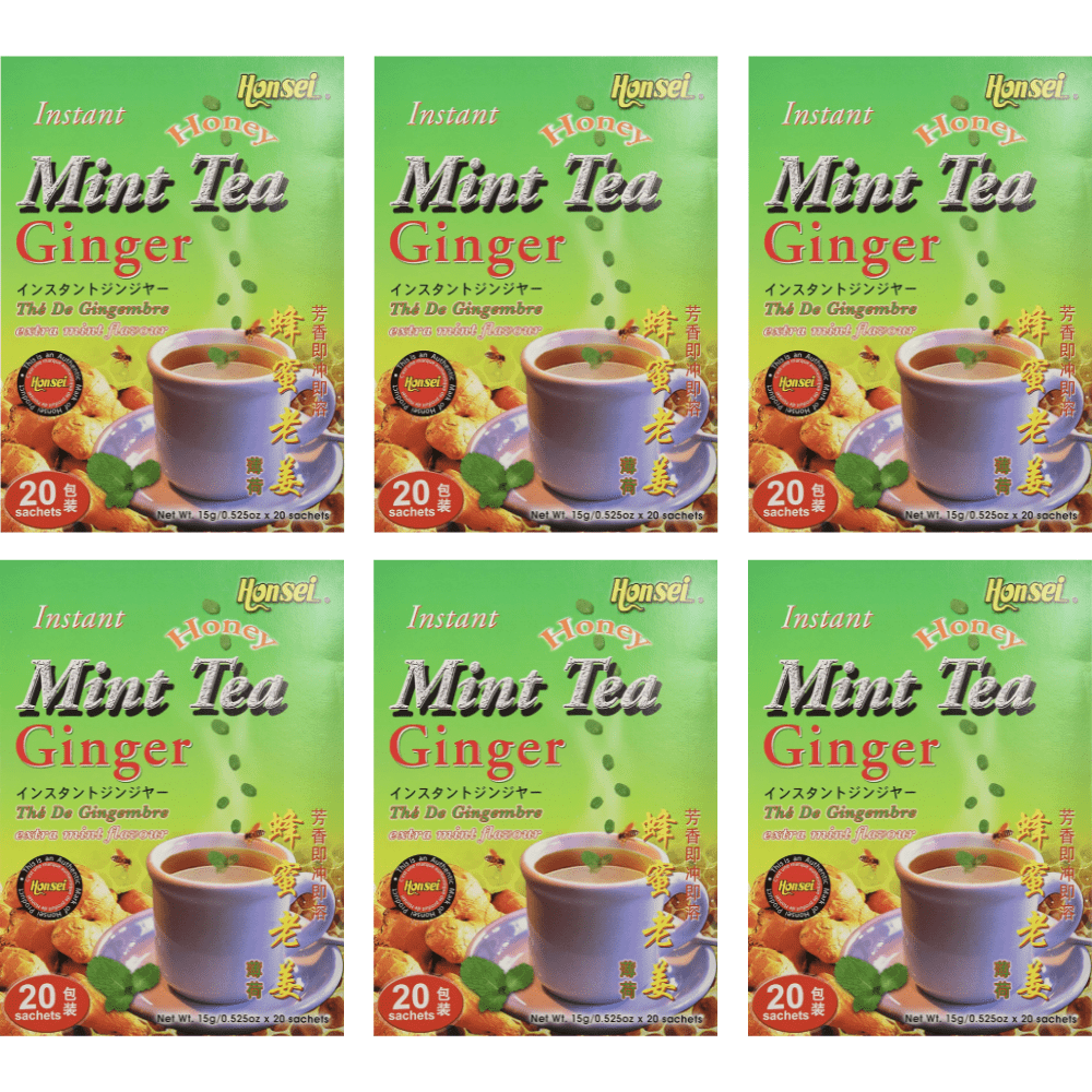 Honsei Instant Ginger Honey Mint Tea, 15g/0.52 oz.20 Sachets Each Box ...