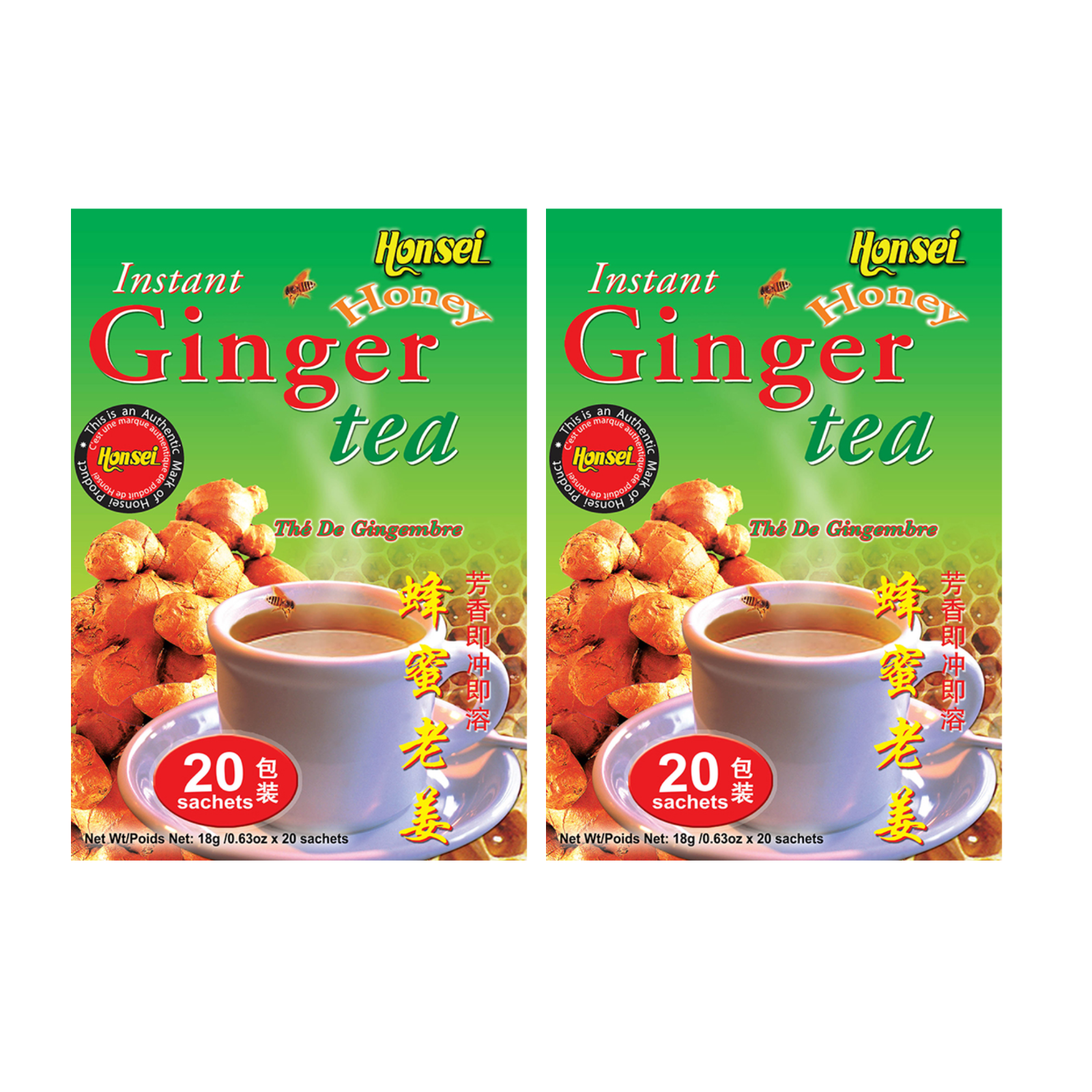 Honsei Instant Ginger Honey Original Flavor 20 Sachets Per Box - 2 Box ...