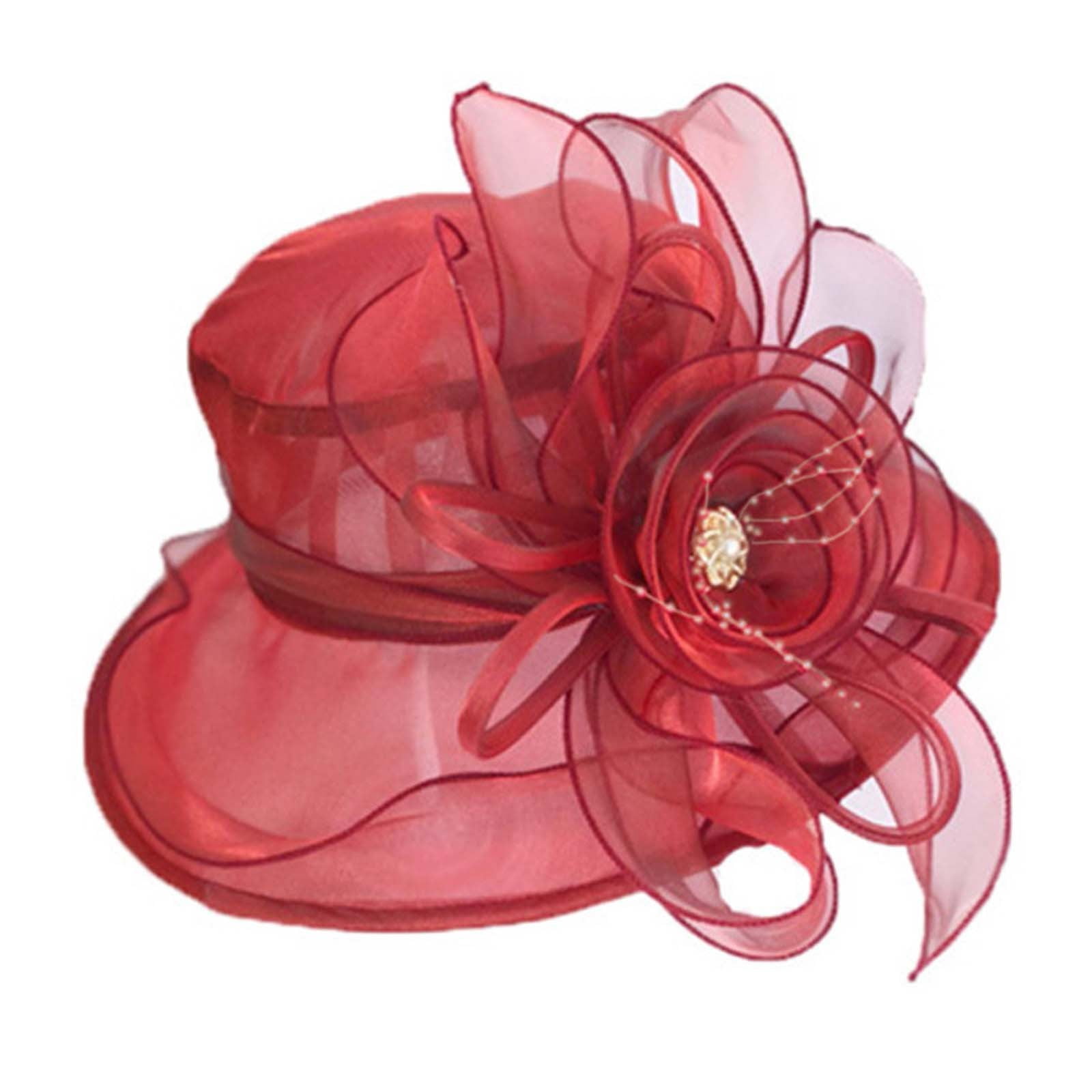 Hontri Beach Hat Women Fascinator Lady Tea Party Church Wedding Bridal ...