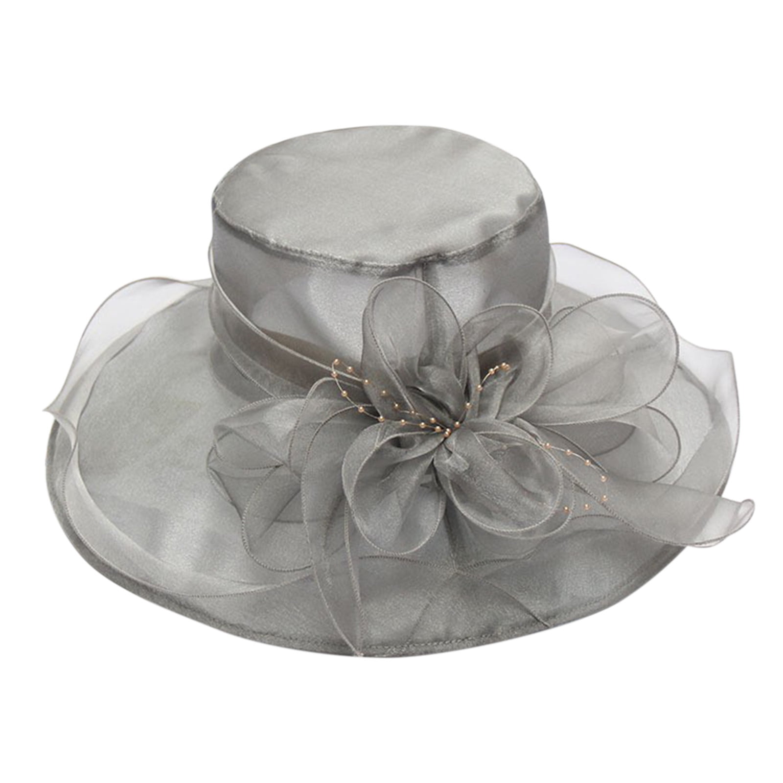 Hontri Beach Hat Womens Summer Dress Hat Wide Flower Bridal Shower Hat ...
