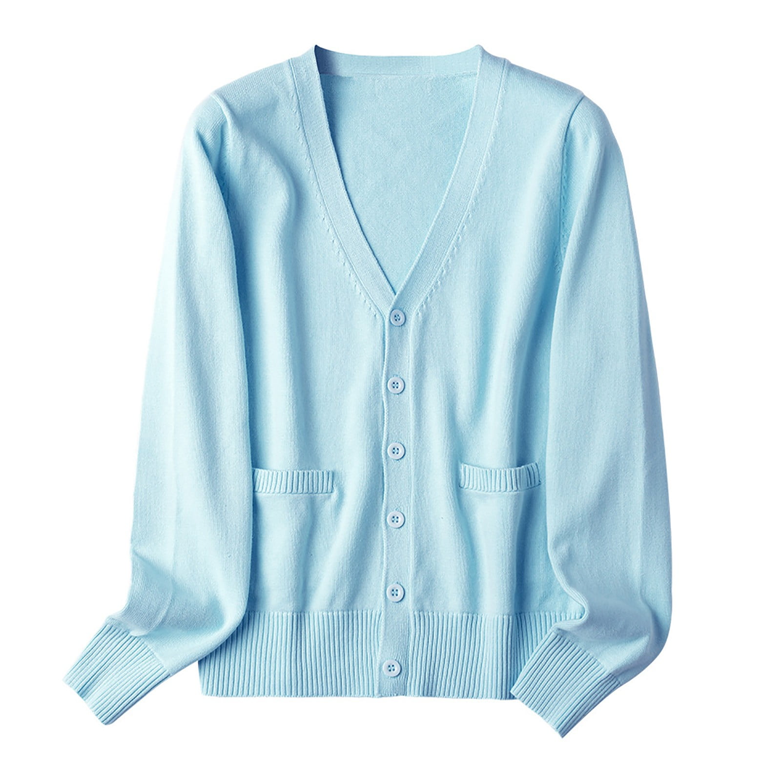 Hontri Clearance! Womens Tops Ladies' Solid Tone Buttoned Mercerized ...