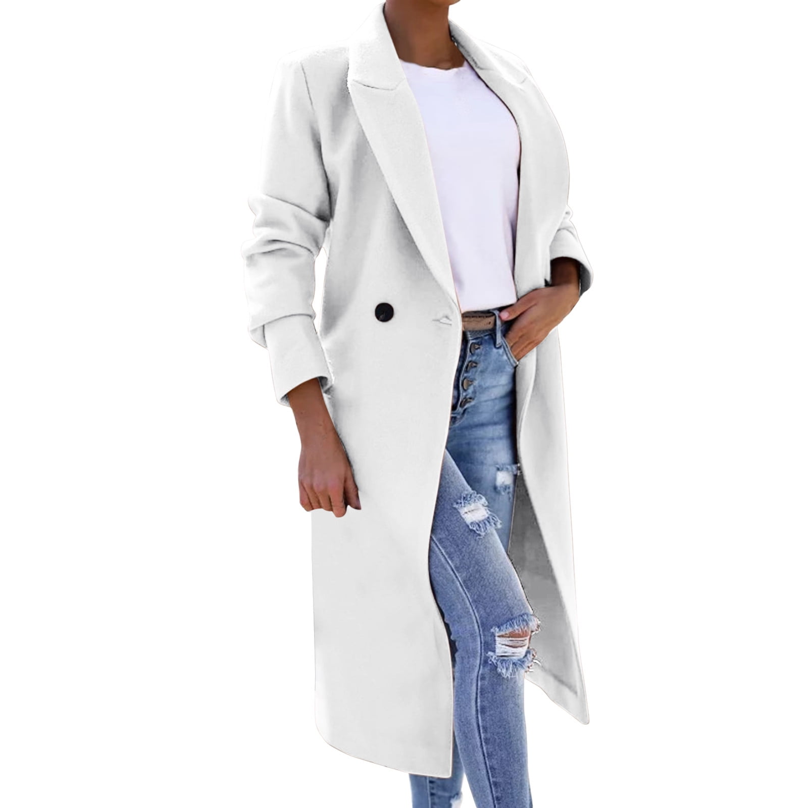 Hontri Long Winter Jackets for Women on Sales, Women's Faux Wool Coat ...