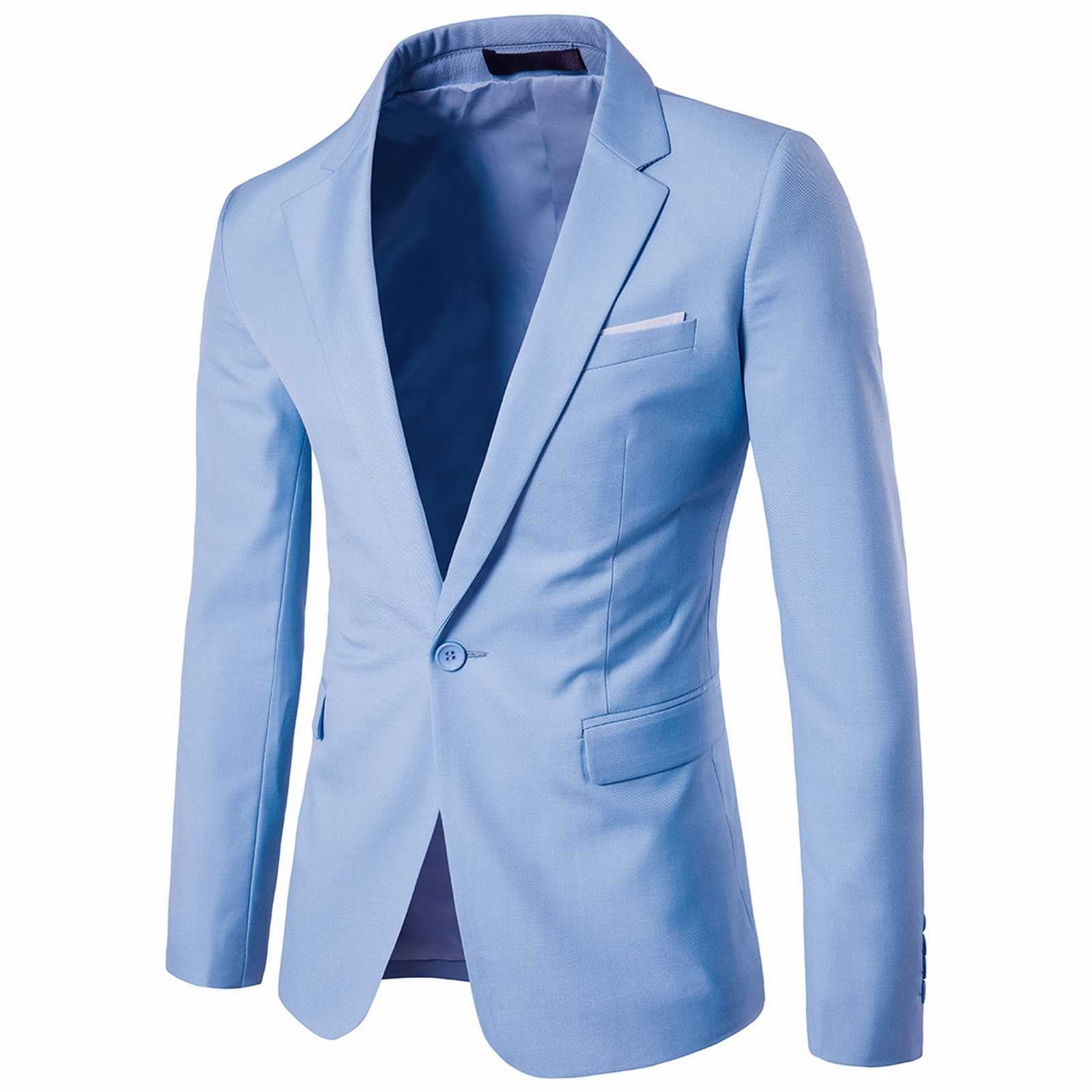 Hontri Men's Suit Slim Fit , Men's Suit Jacket One Button Slim Fit ...