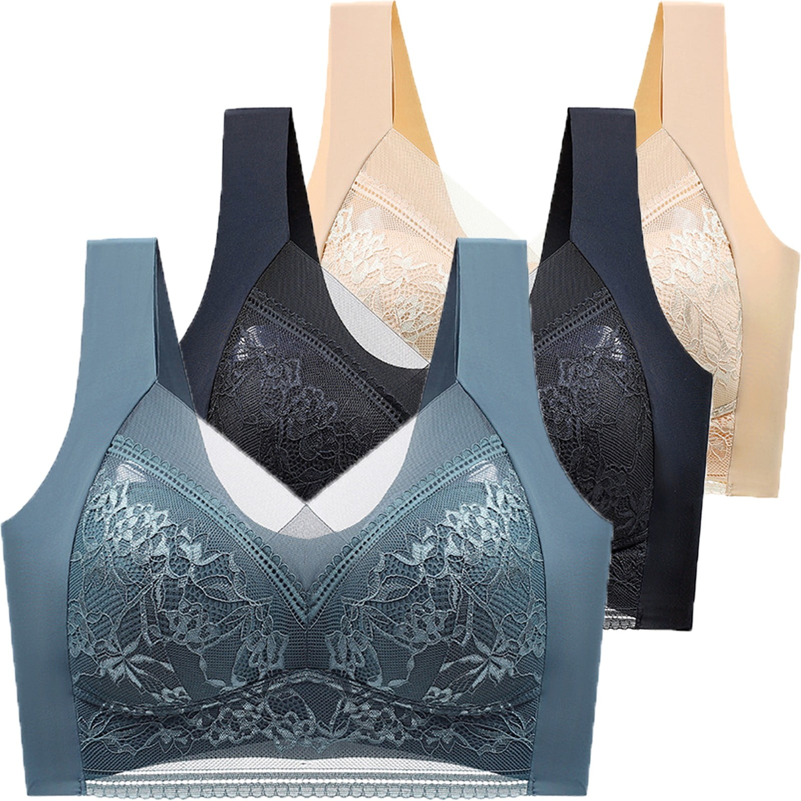 Hontri Posture Correction Bra for Women - 3-Pack Wireless Lift Support ...