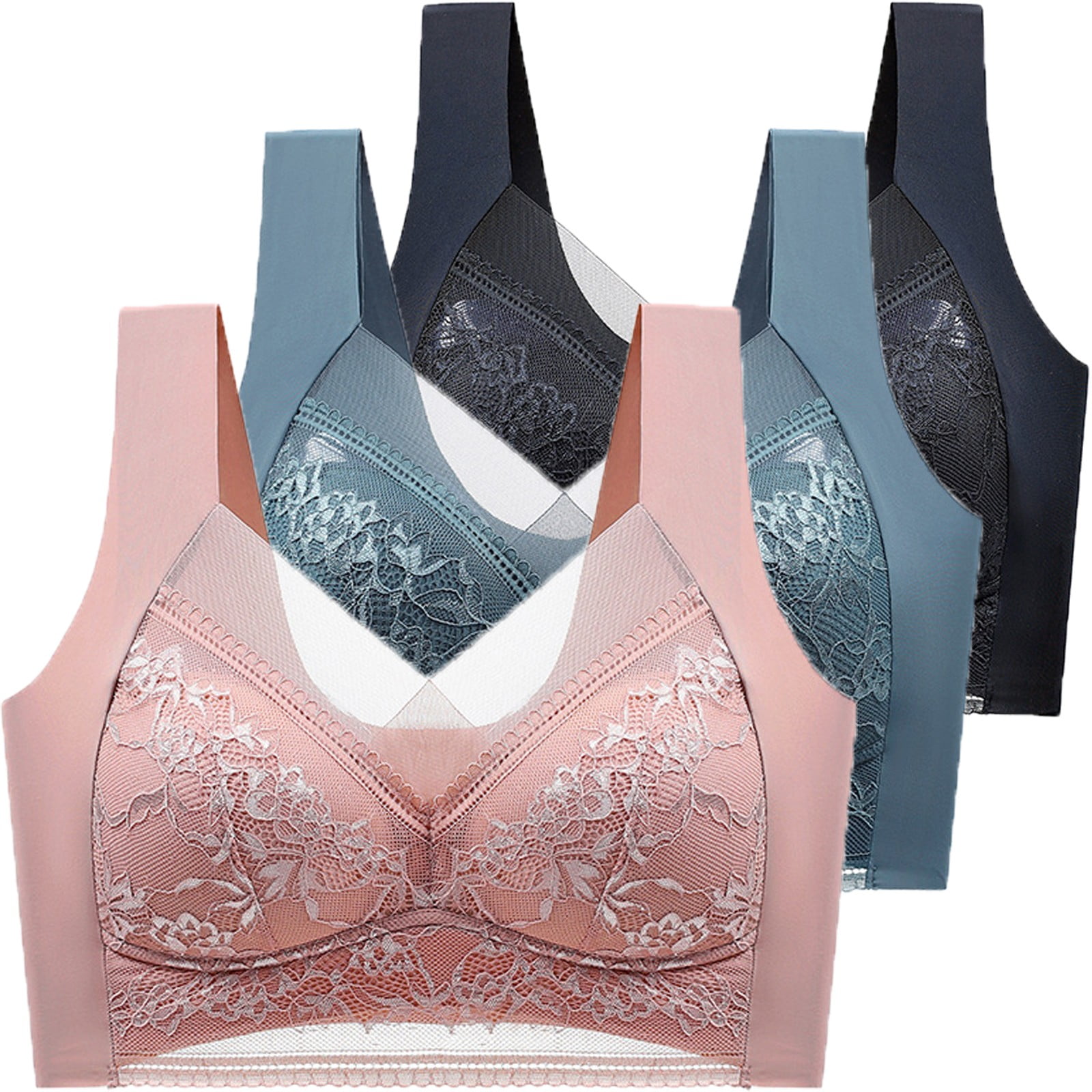 Hontri Posture Correction Bra for Women - 3-Pack Wireless Lift Support ...