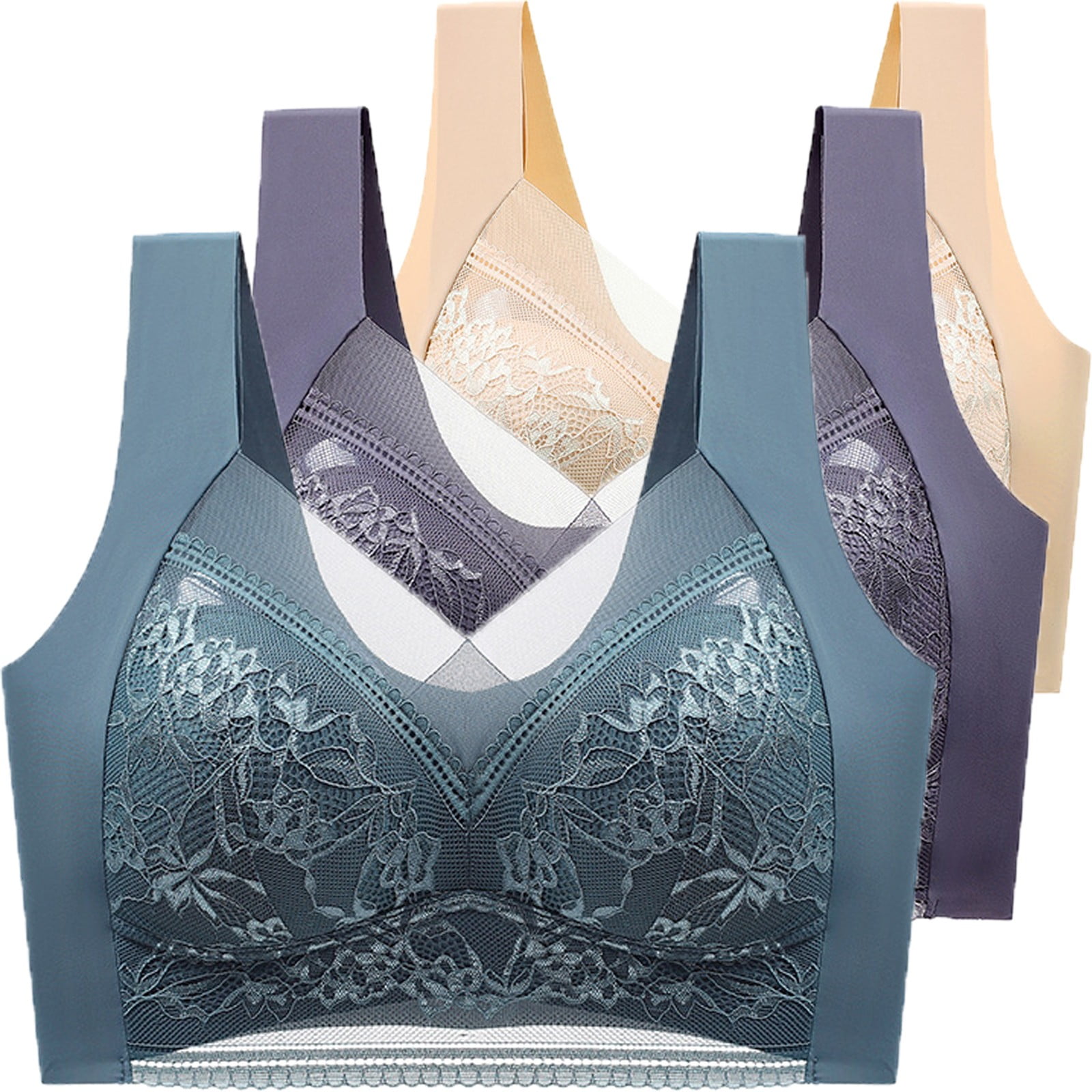 Hontri Posture Correction Bra for Women - 3-Pack Wireless Lift Support Bras - Breathable Comfort ...
