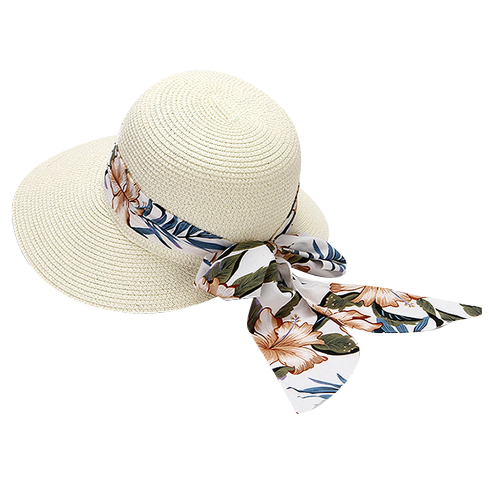 Hontri Sun Hats for Women, Women Summer Wide Straw Hat Beach Foldable ...