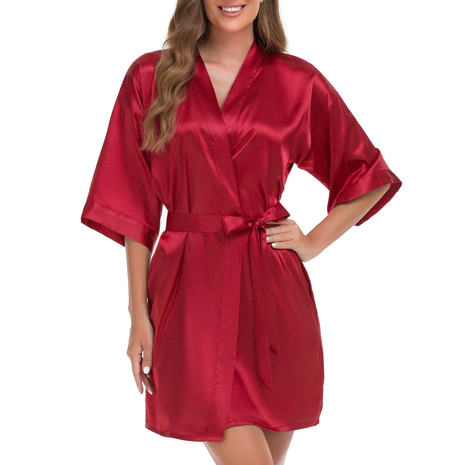 Hontri Women Nightgowns & Sleepshirts Women's Short Kimono Robe Silky ...