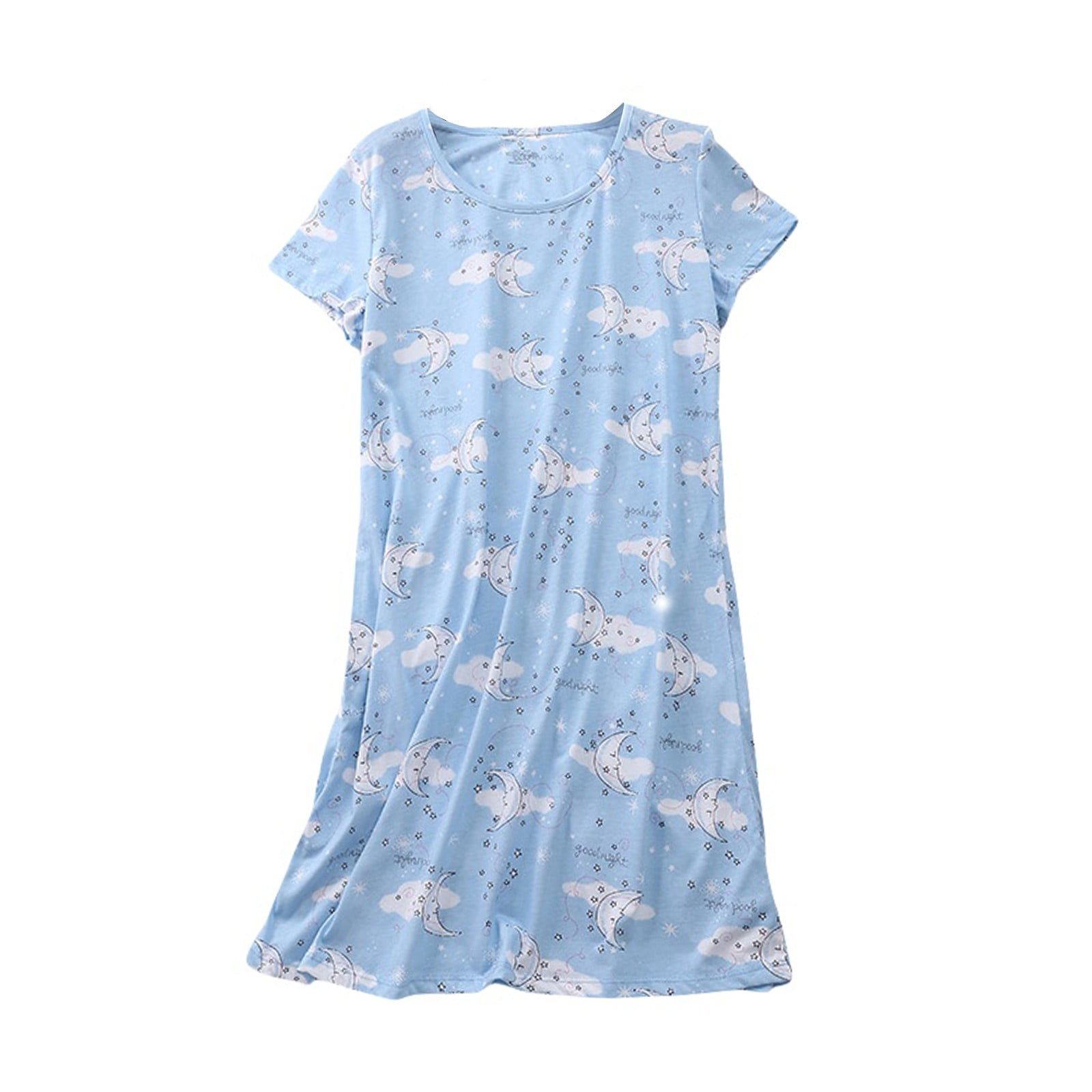 Hontri Women's Cotton Sleep Shirts for Women Nightshirt Casual Print ...