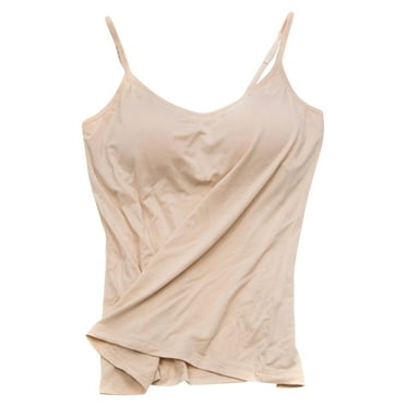 Women's Camisole Cotton Tank Top with Shelf Bra Adjustable Wide Strap Basic Undershirt - Walmart.com