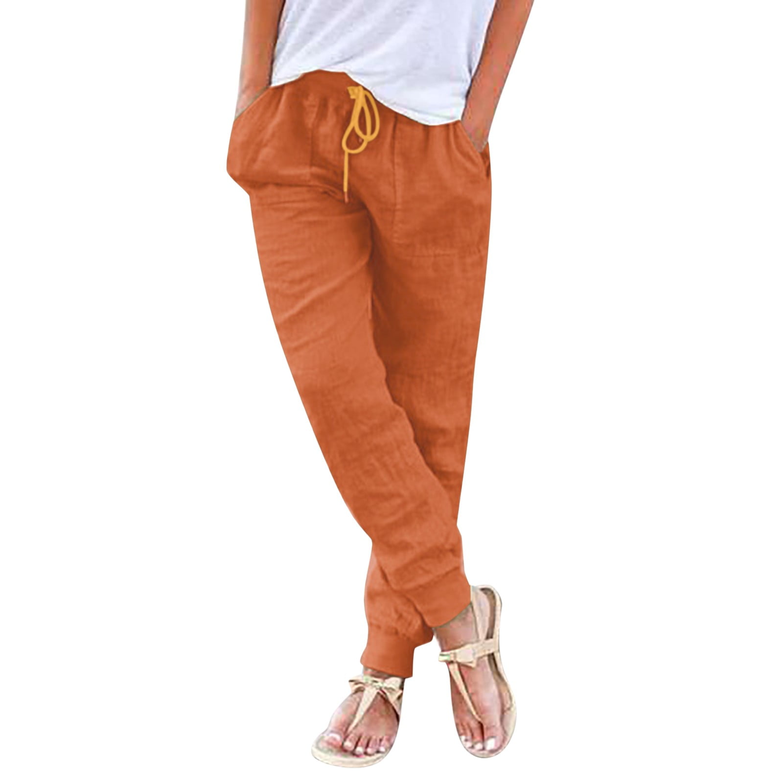 Hontri Womens Khaki Pants Clearance! Womens Tapered Pants Drawstring ...