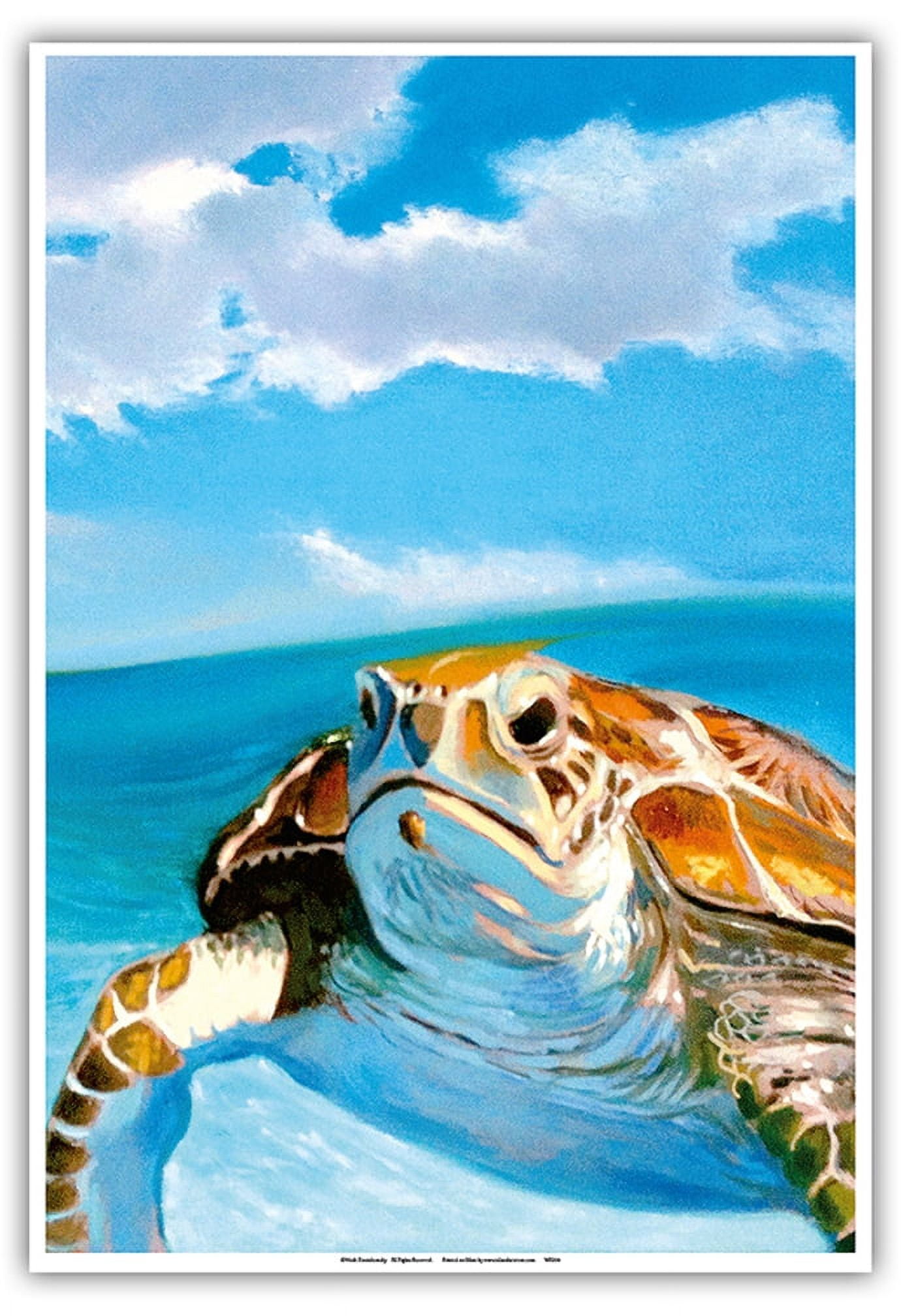 Honu - Hawaiian Sea Turtle - From an Original Color Painting by Wade Koniakowsky - Master Art ...