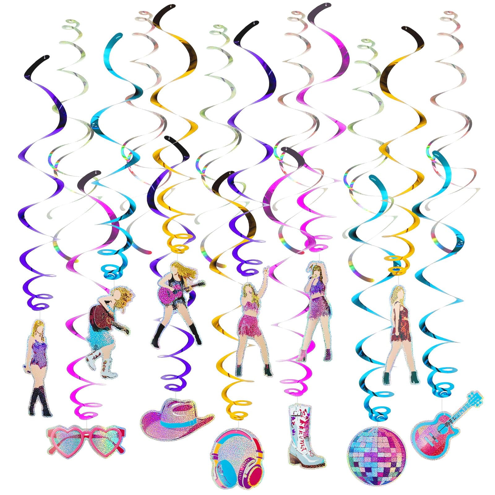 HonuGoGo 36Pcs Colorful Double Swirl Hanging AFN1Party Decorations - 18 ...