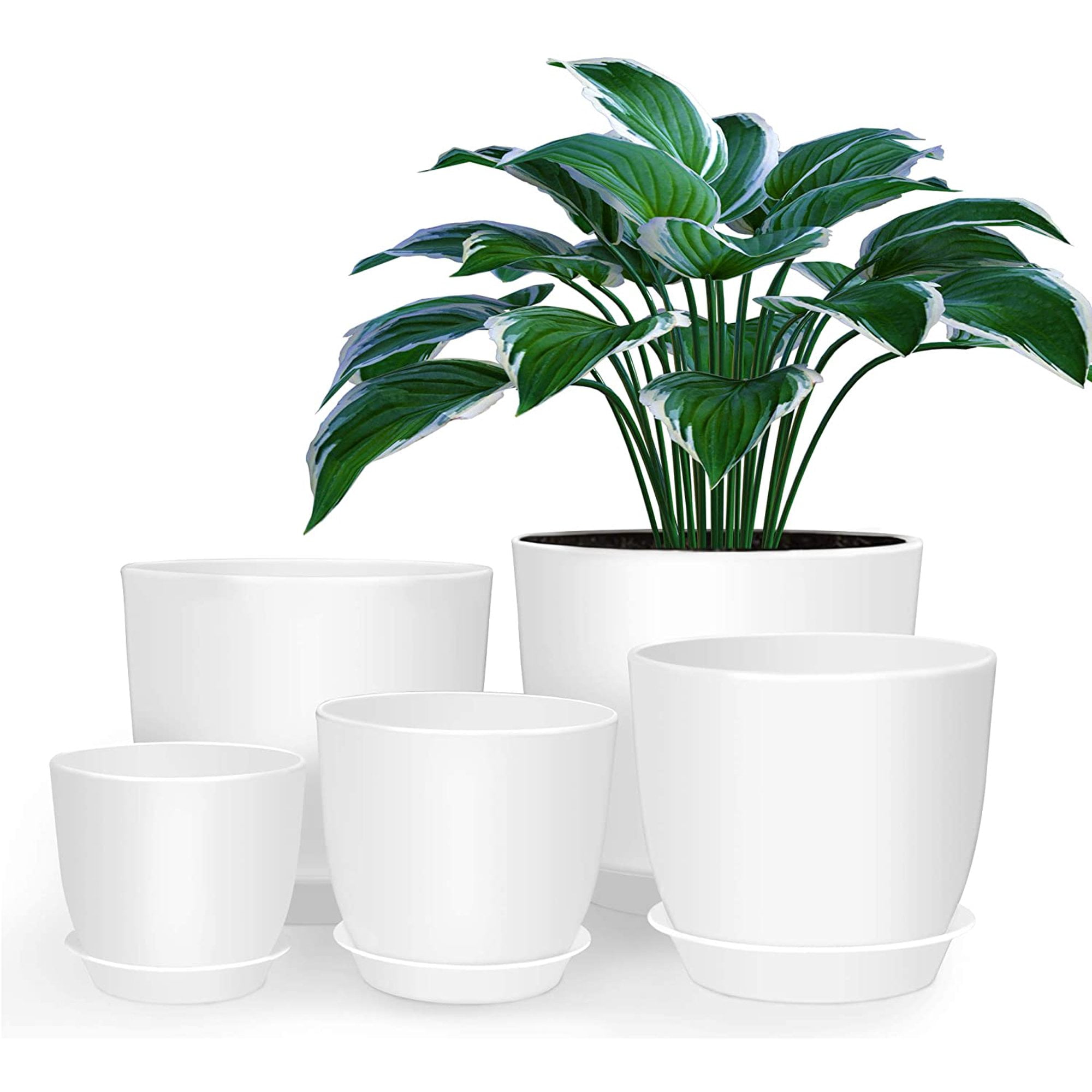 Honyear Small Plastic Planter Set, Modern Decorative Pots with Drainage ...