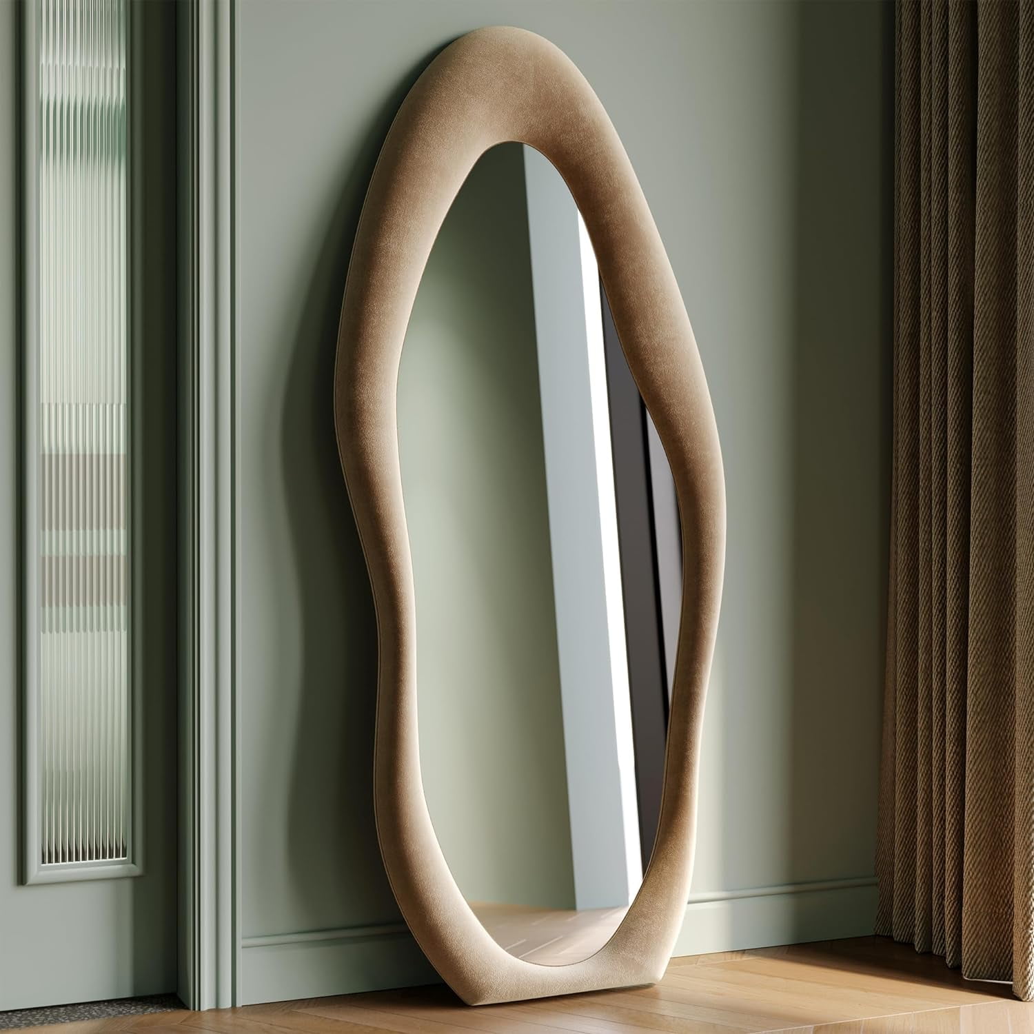 Honyee Full Length Mirror, 63" x 24" Wall Mirror, Flannel Wrapped ...