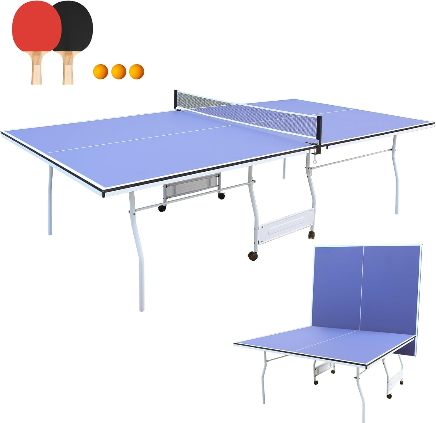 HooKung 9FT Ping Pong Table Rolling Foldable Table Tennis Table for ...