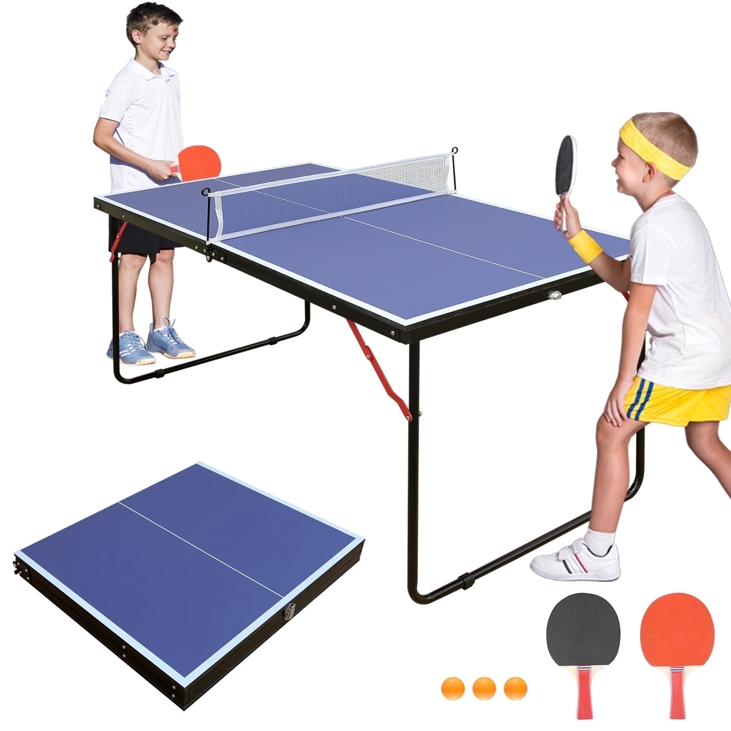 HooKung Table Tennis Table Foldable & Portable Midsize Ping Pong Table ...