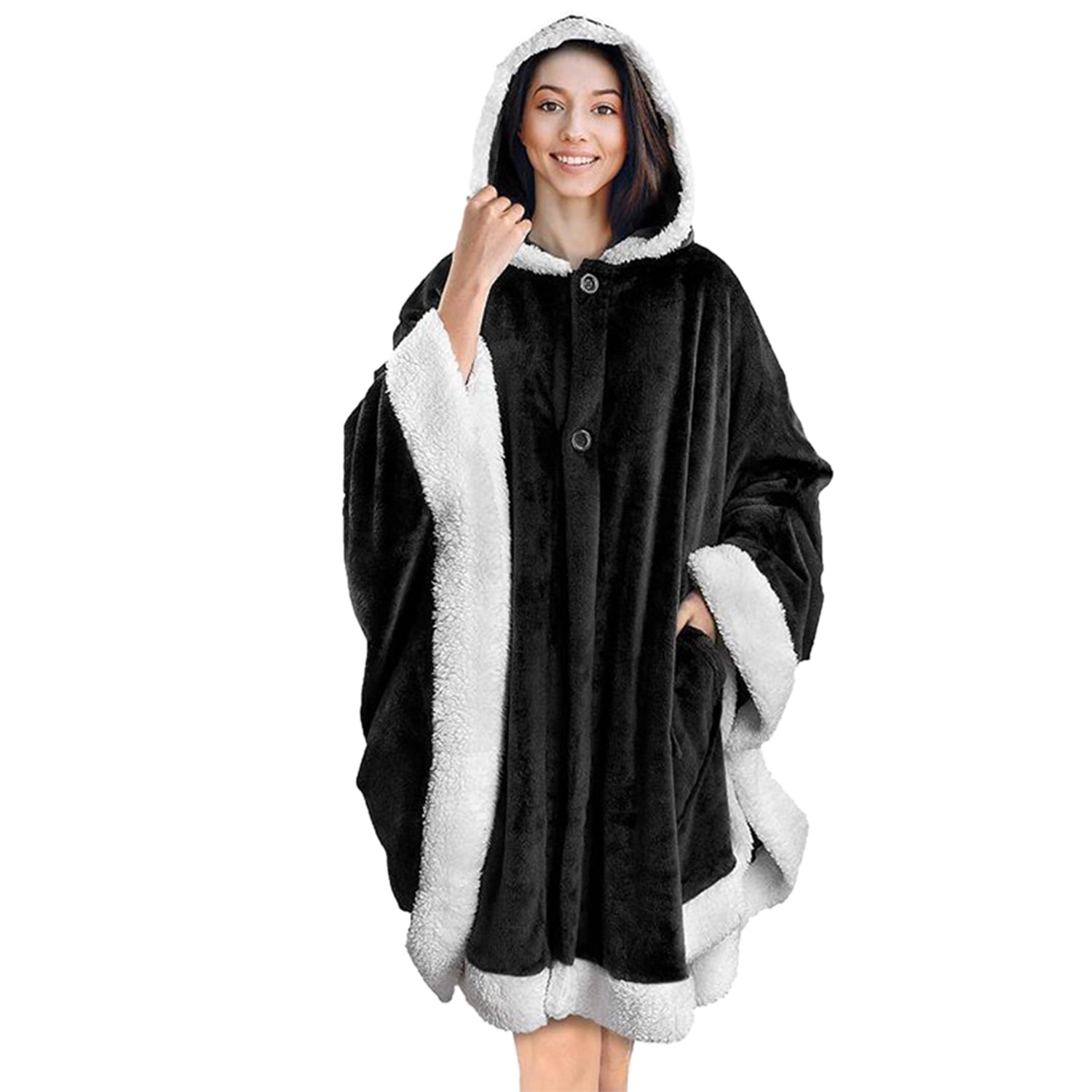 Hood Blanket Robe TeqHome Soft Wearable Blanket Snuggle Robe with Hat 2 ...