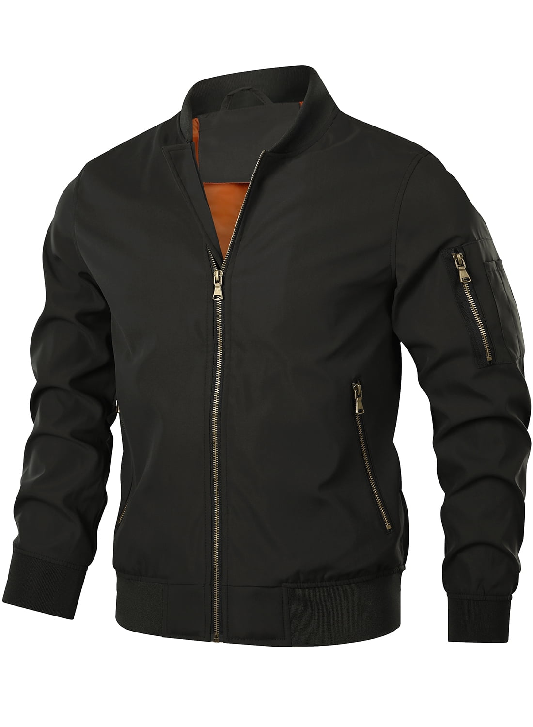 Hood Crew Men's Bomber Jacket Casual Zipper Coat Lightweight Long ...