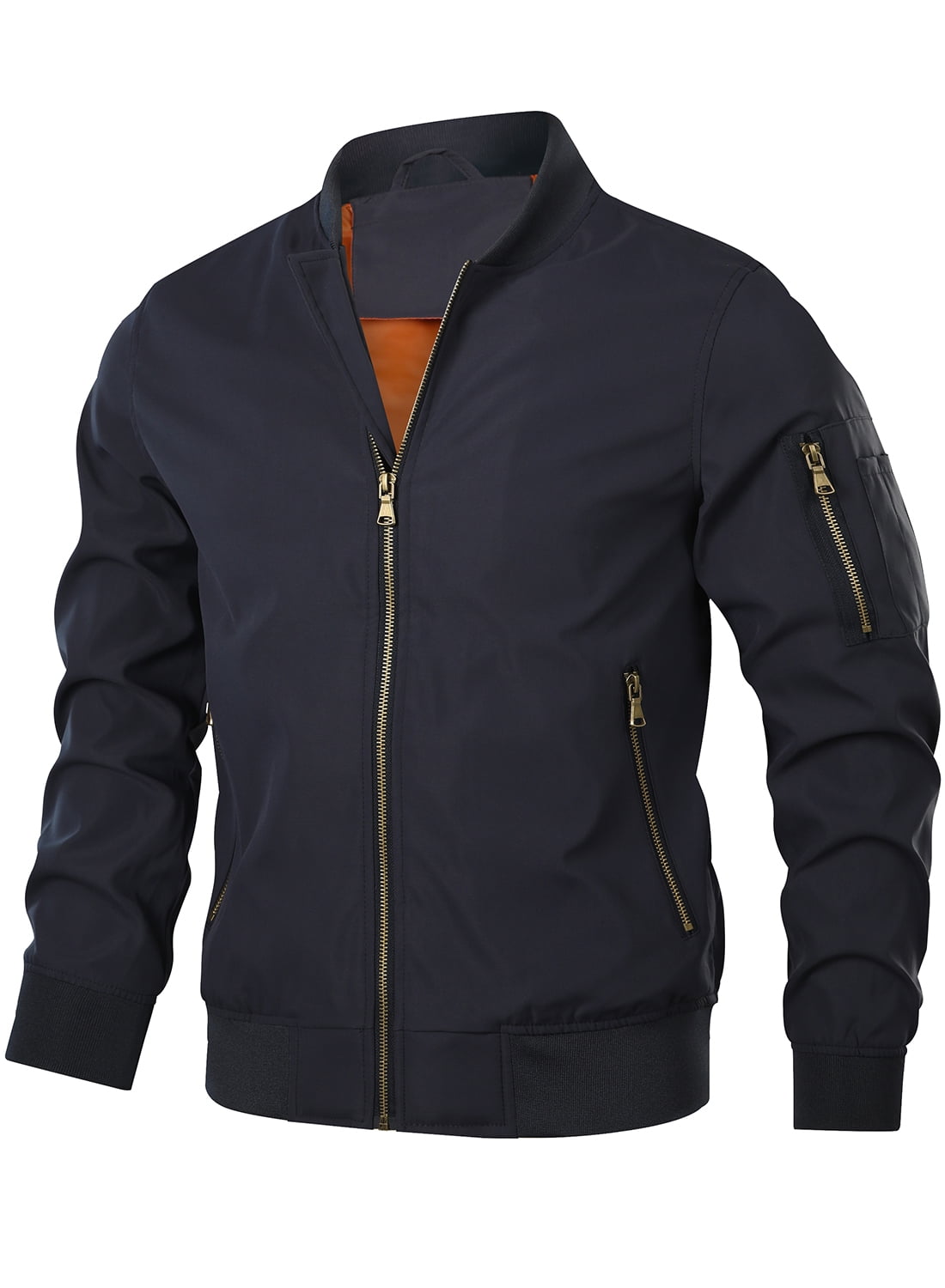 Hood Crew Men's Bomber Jacket Casual Zipper Coat Lightweight Long ...