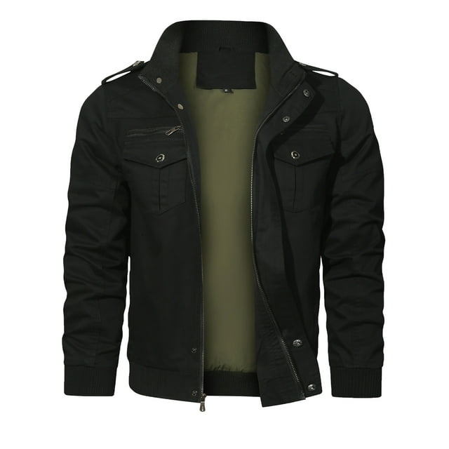 Hood Crew Men's Casual Jackets Windbreaker Outwear Cargo Bomber Jackets Full Zipper Mid Length ...
