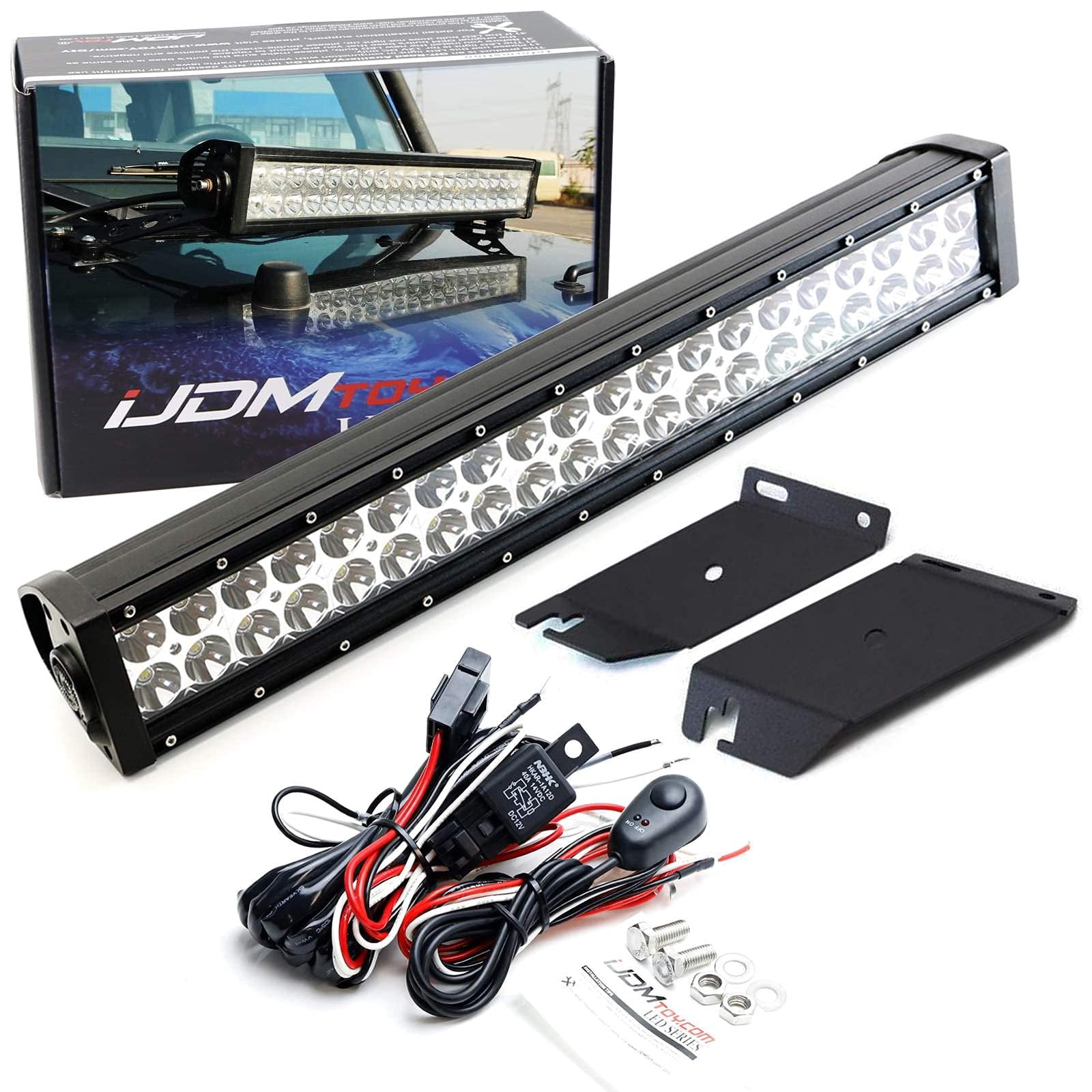 Hood Mount 20-Inch LED Light Bar Kit For Jeep 2007-17 Wrangler JK ...