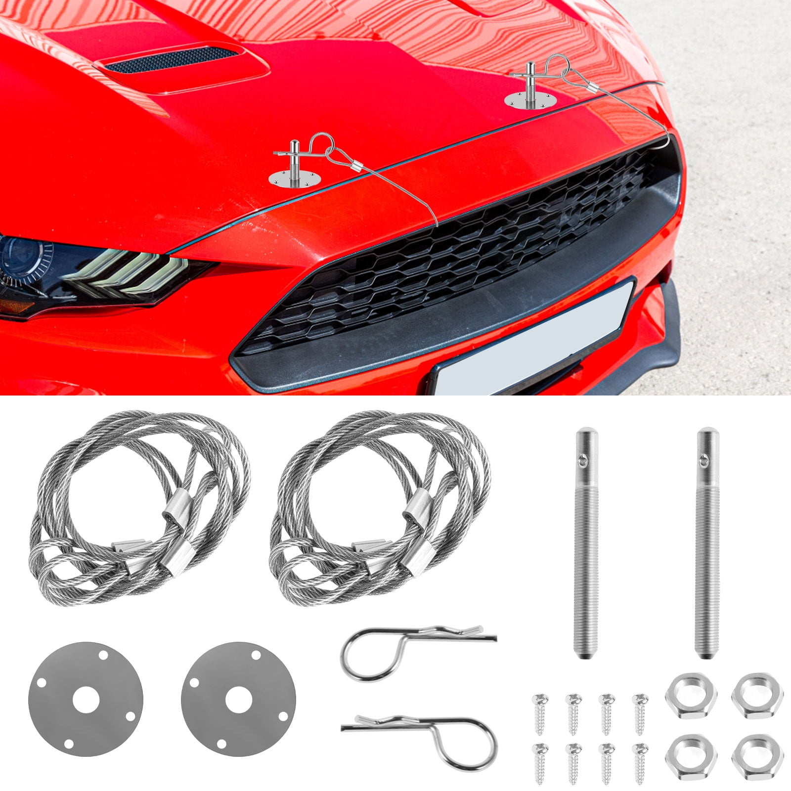 Hood Pin Plate Lock Kit Engine Hood Pin Bonnet Lock Stainless Steel ...