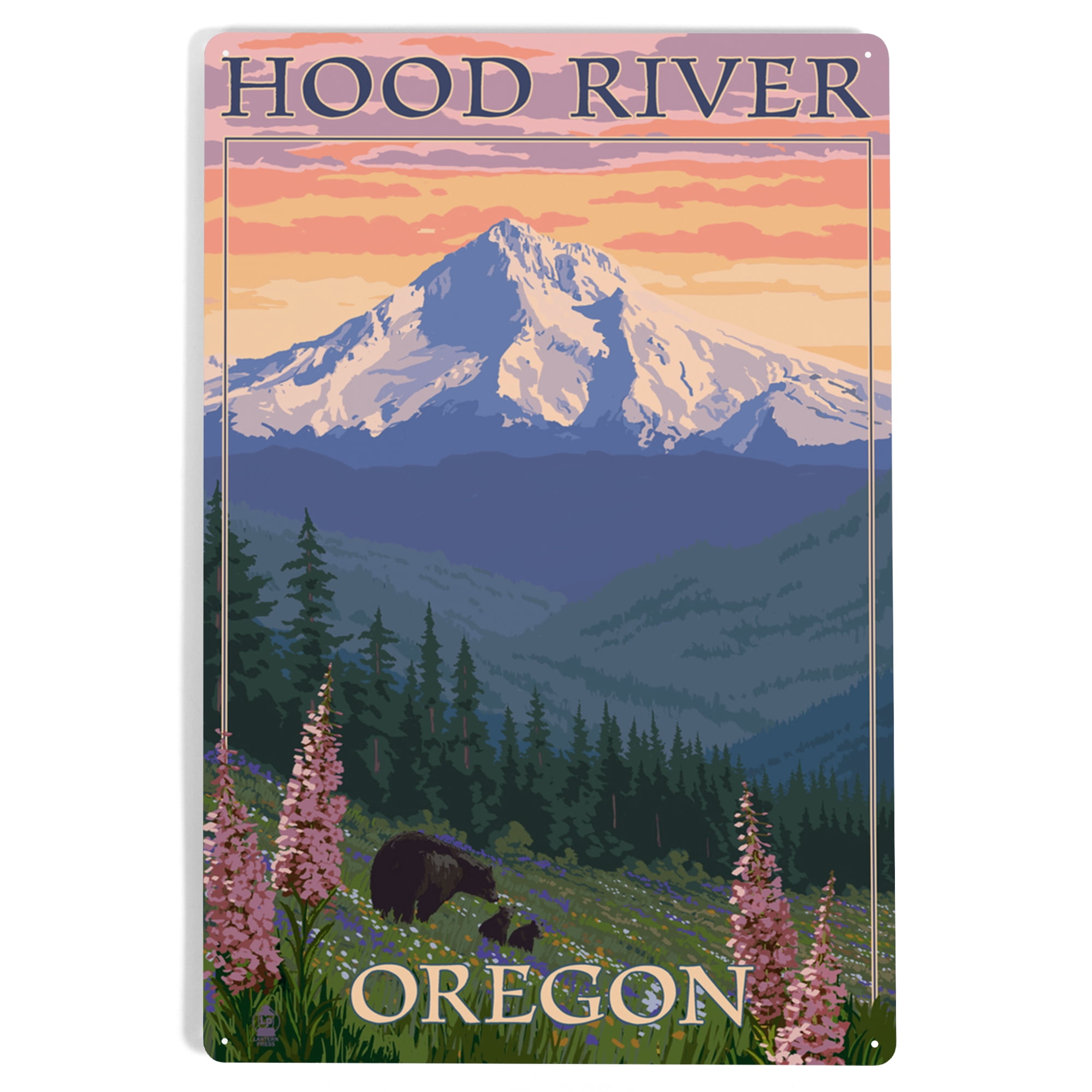 Hood River, Oregon, Bear and Spring Flowers (12x18 Aluminum Art, Indoor ...