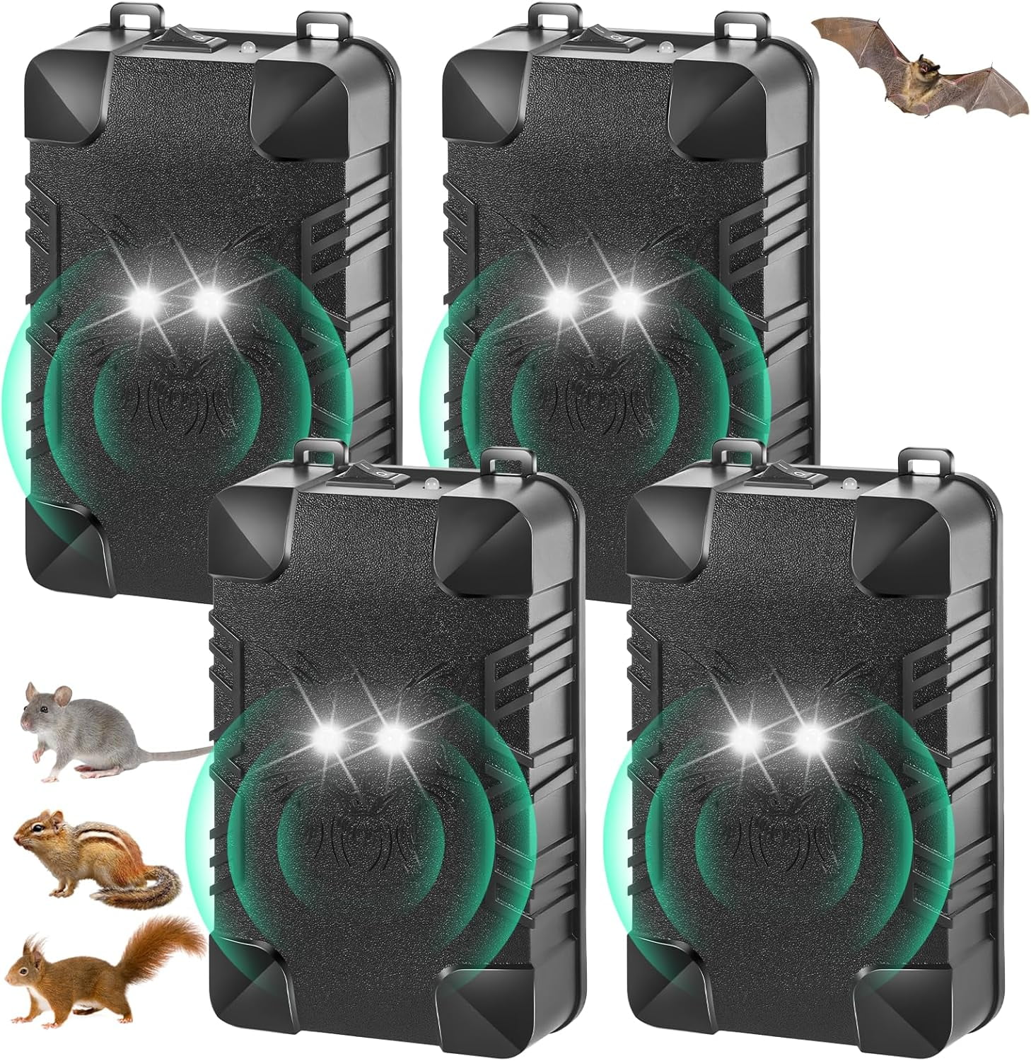 Under Hood Rodent Repeller with LED Flashlights,Battery Operated ...