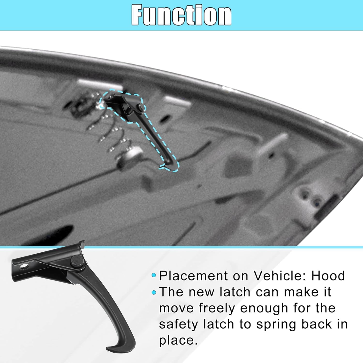 Hood Safety Catch Latch, Front Hood Safety Lock Hook 55395654AA, Hood ...