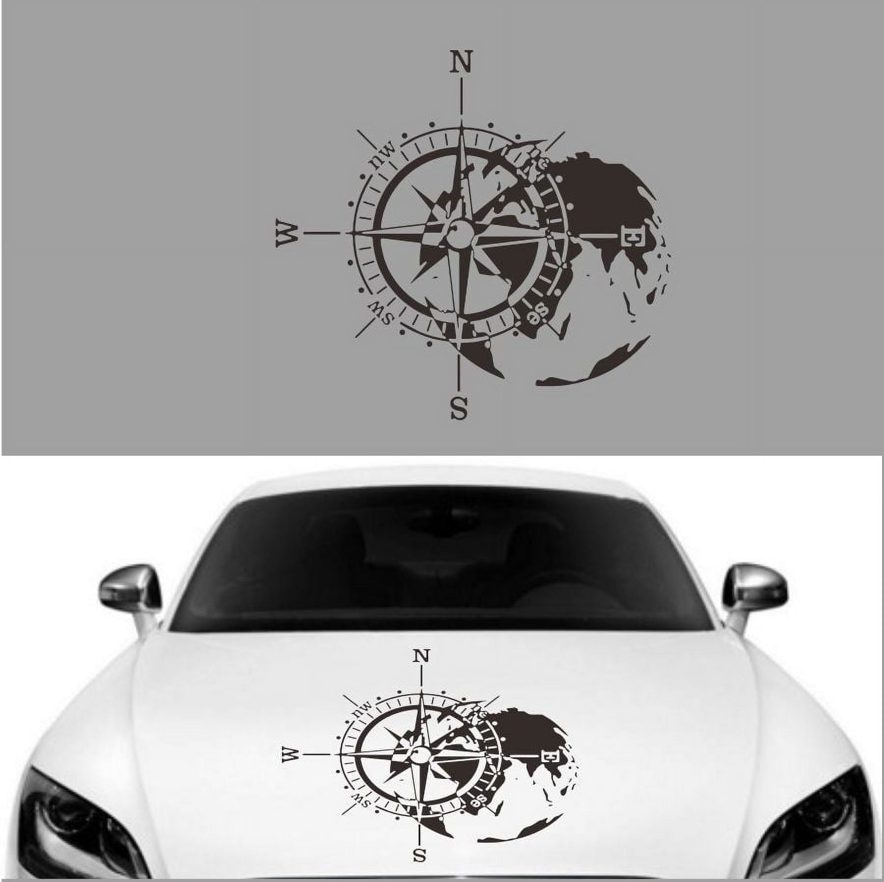 Hood car sticker compass totem Black Car Door Compass Decal Auto Vinyl ...