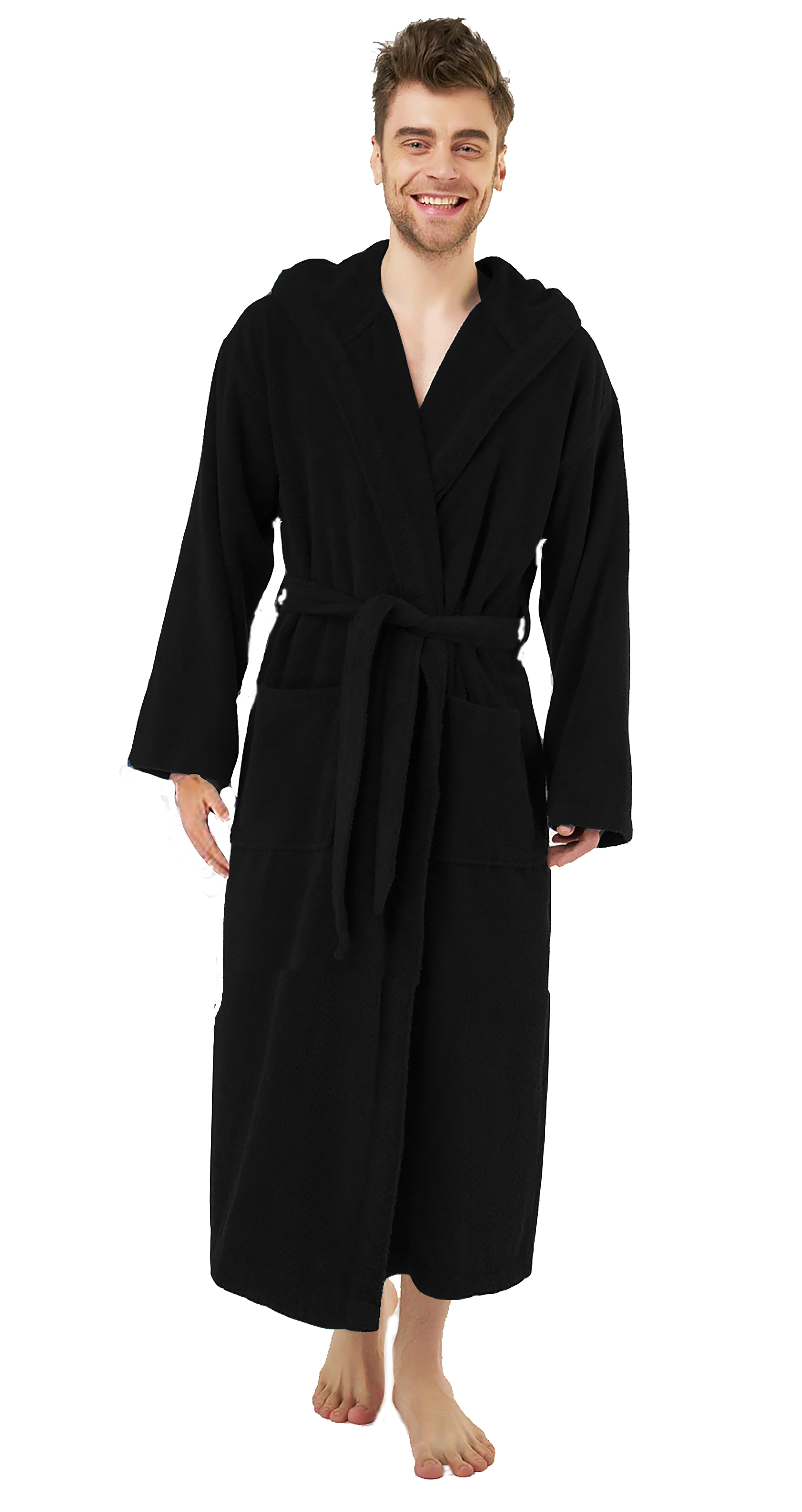 Hooded Bathrobe with Pockets for Men, Hunter Green, Adult Medium. Spa ...