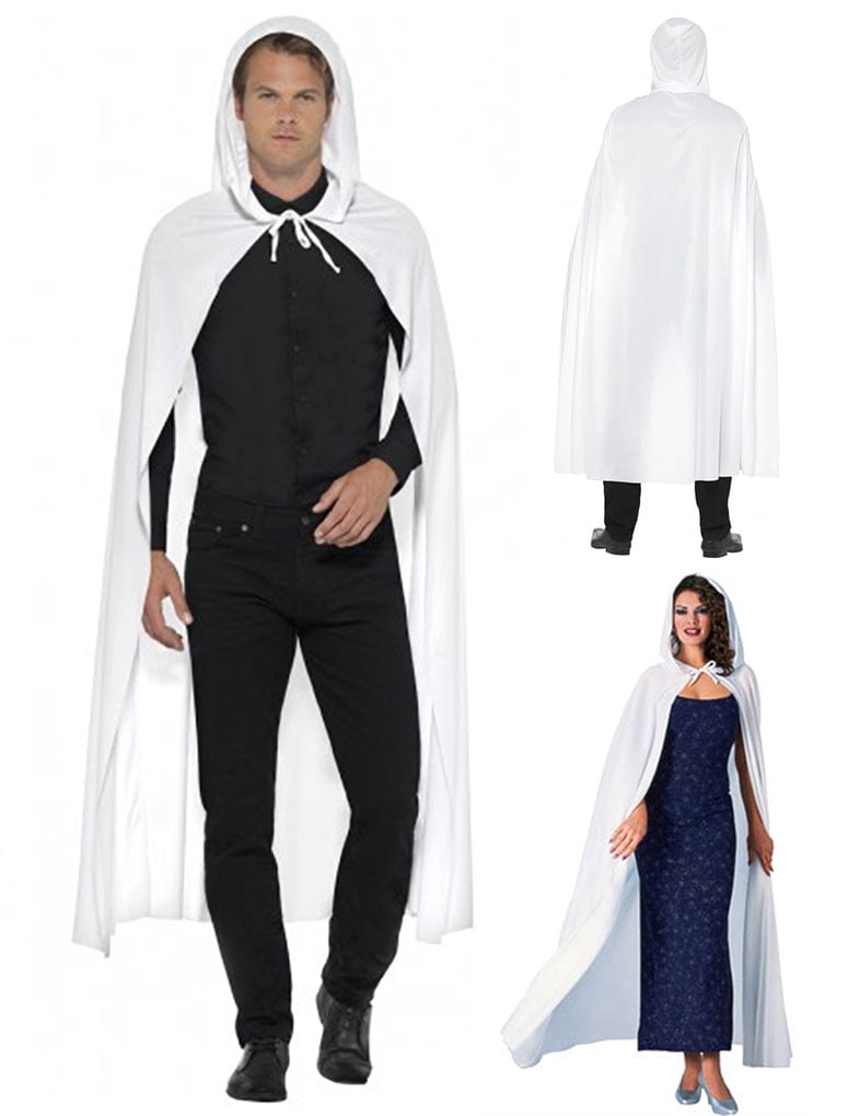 Hooded Cape Adult White Halloween Costume Accessories One Size Male ...