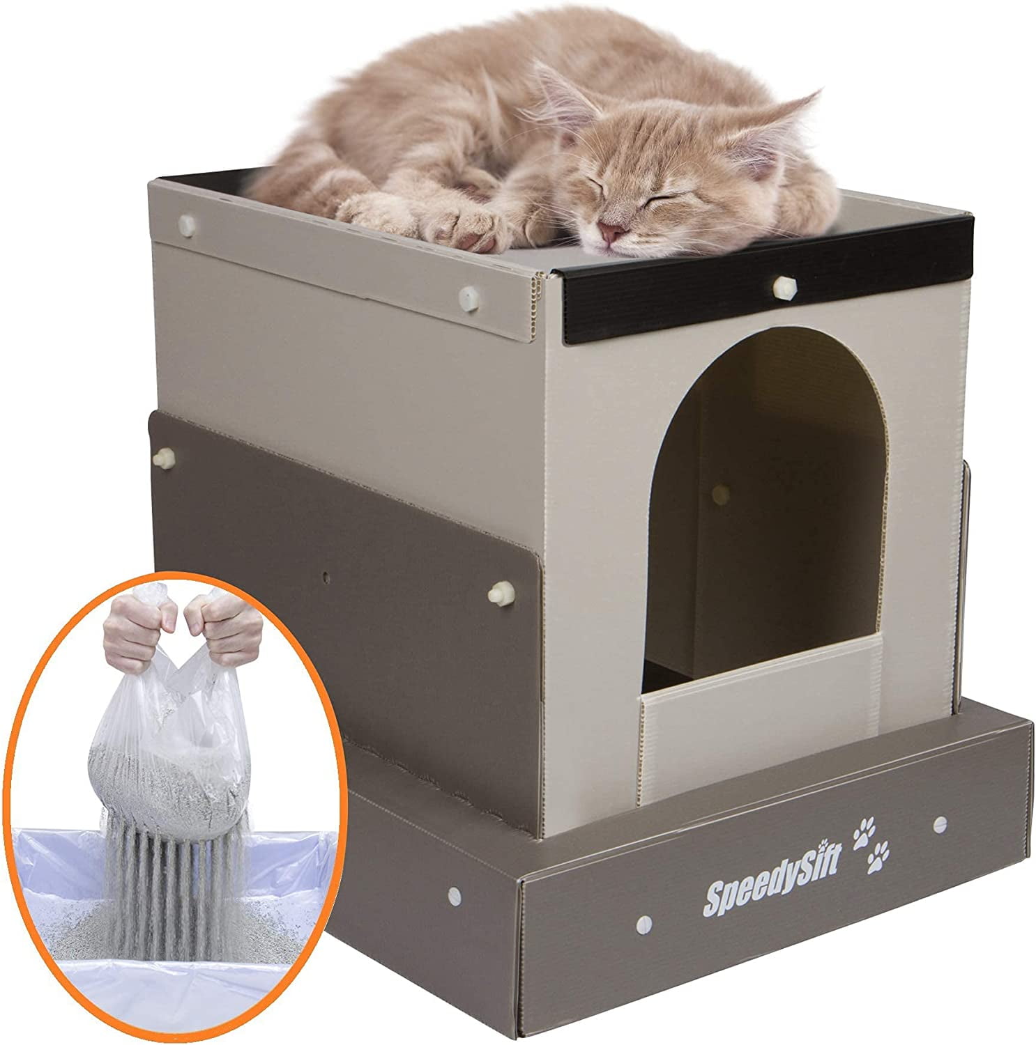 Hooded Cat Litter Box Starter Kit, Includes Disposable Sifting Liners ...