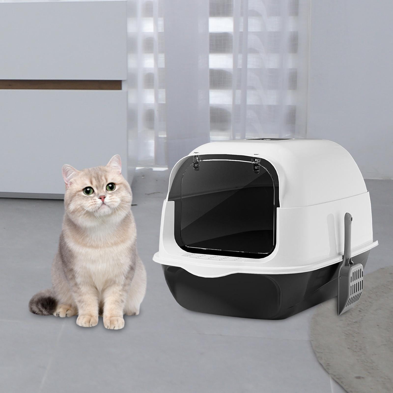 Hooded Cat Litter Box for Indoor Cats Removable with Front Door Kitten ...