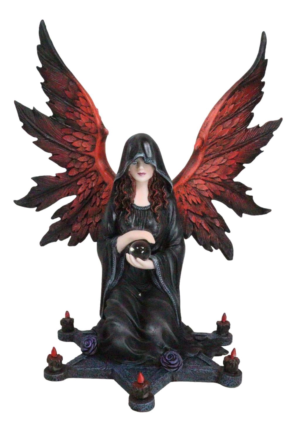 Hooded Cloak Dark Angel On Pentagram Ritual Floor Holding Crystal Ball ...