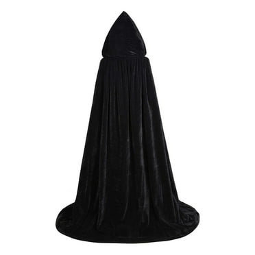 Cloak with Hood Halloween Costume Velvet Cape Witch Vampire Outfits ...