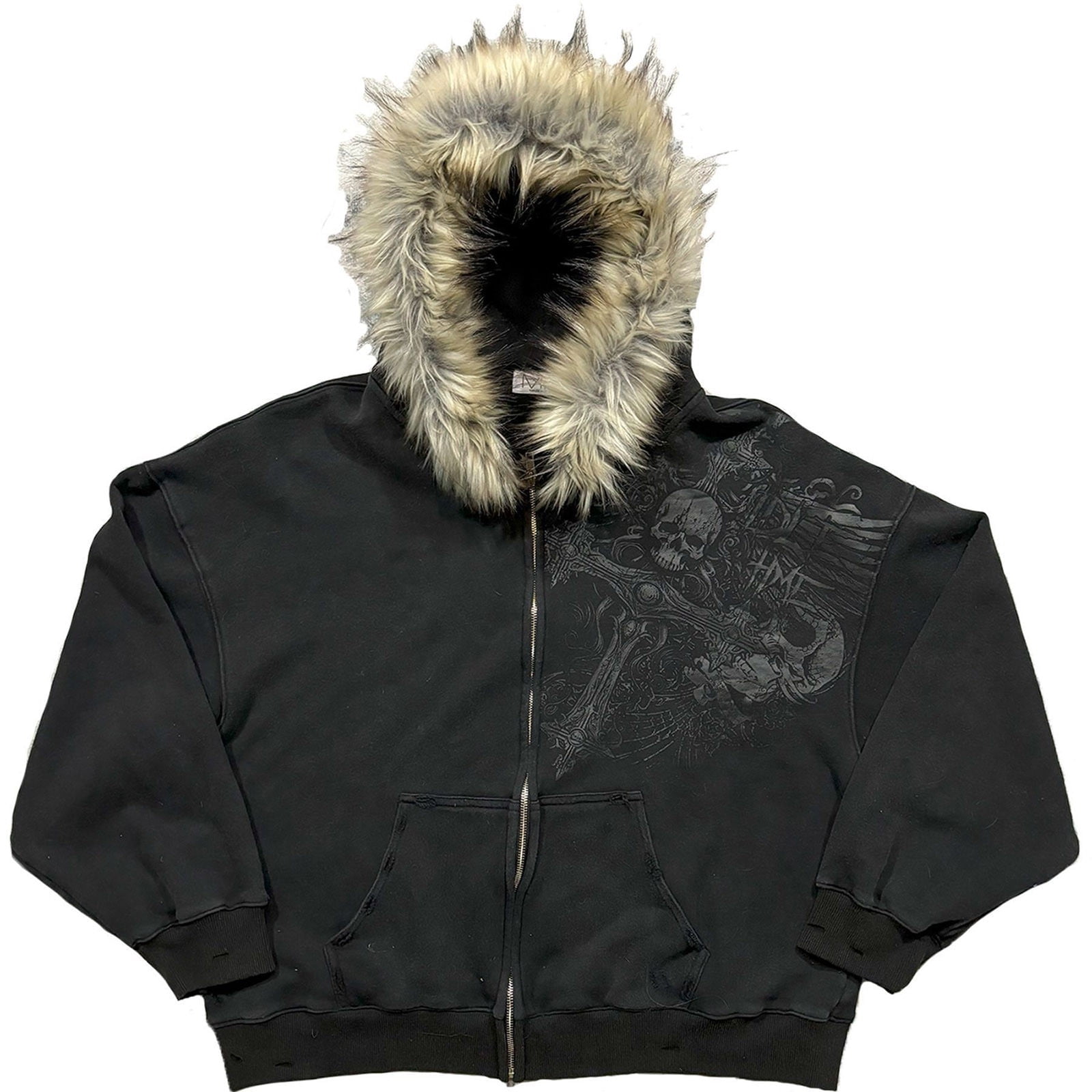 Hooded Jacket Y2k Goth Zip Up Hoodie Graphic Sweatshirt Emo Grunge ...