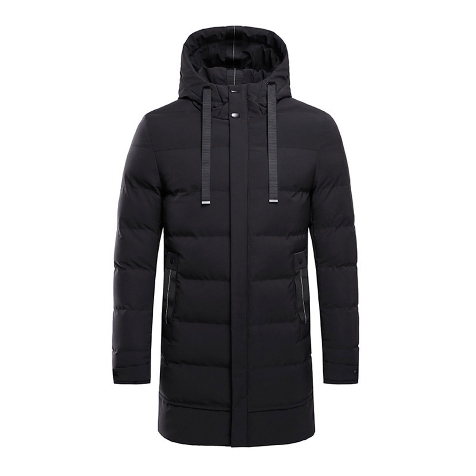 Hooded Jackets For Men Drawstring Front Zipper Solid Color Cardigan ...