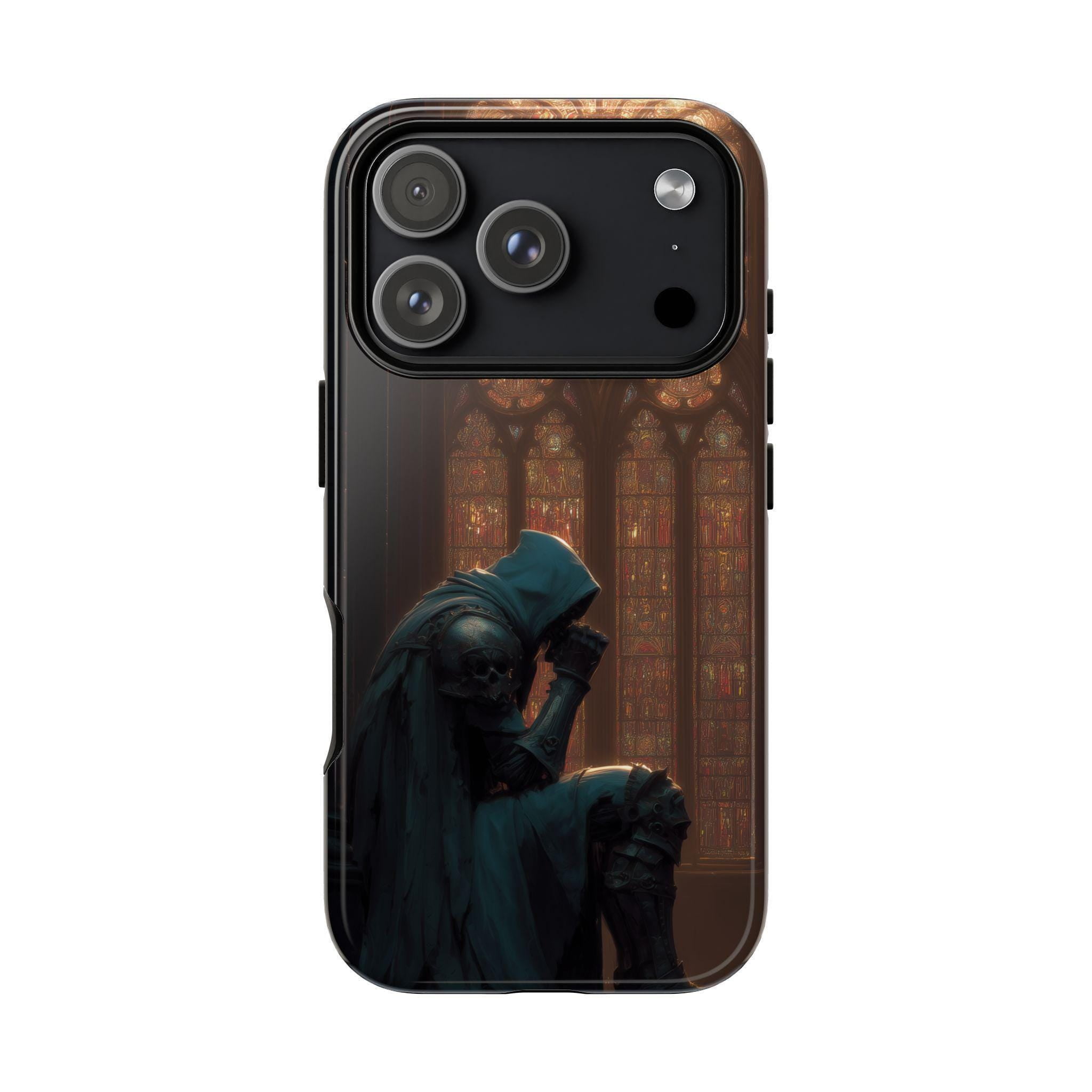Hooded Knight Celestial Stained Glass Cathedral Scene Phone Case with ...