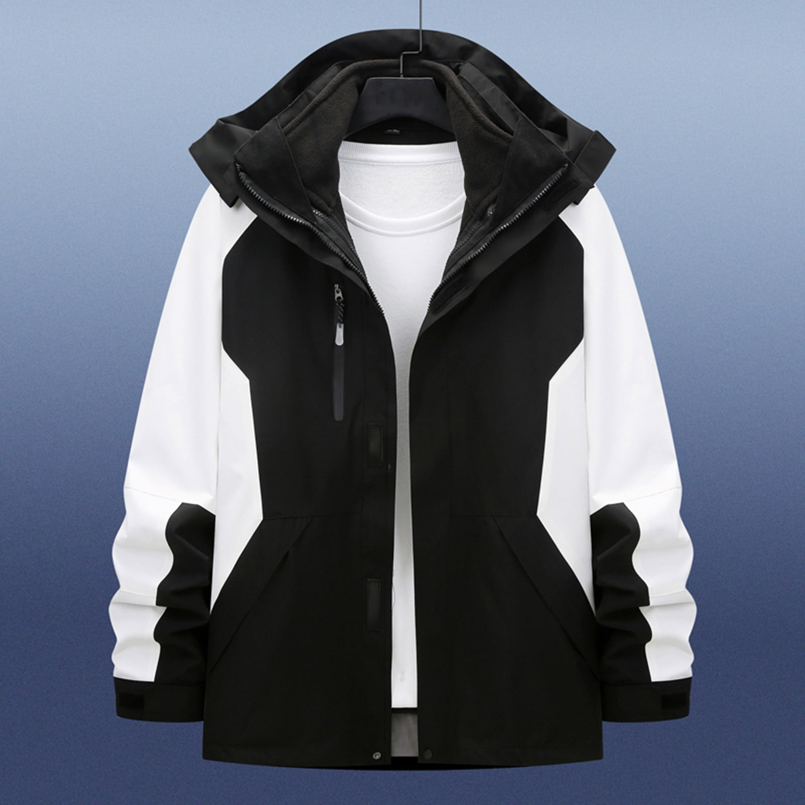Hooded Men's Winter Coats Waterproof Zip Up Gray Rain Jacket ...