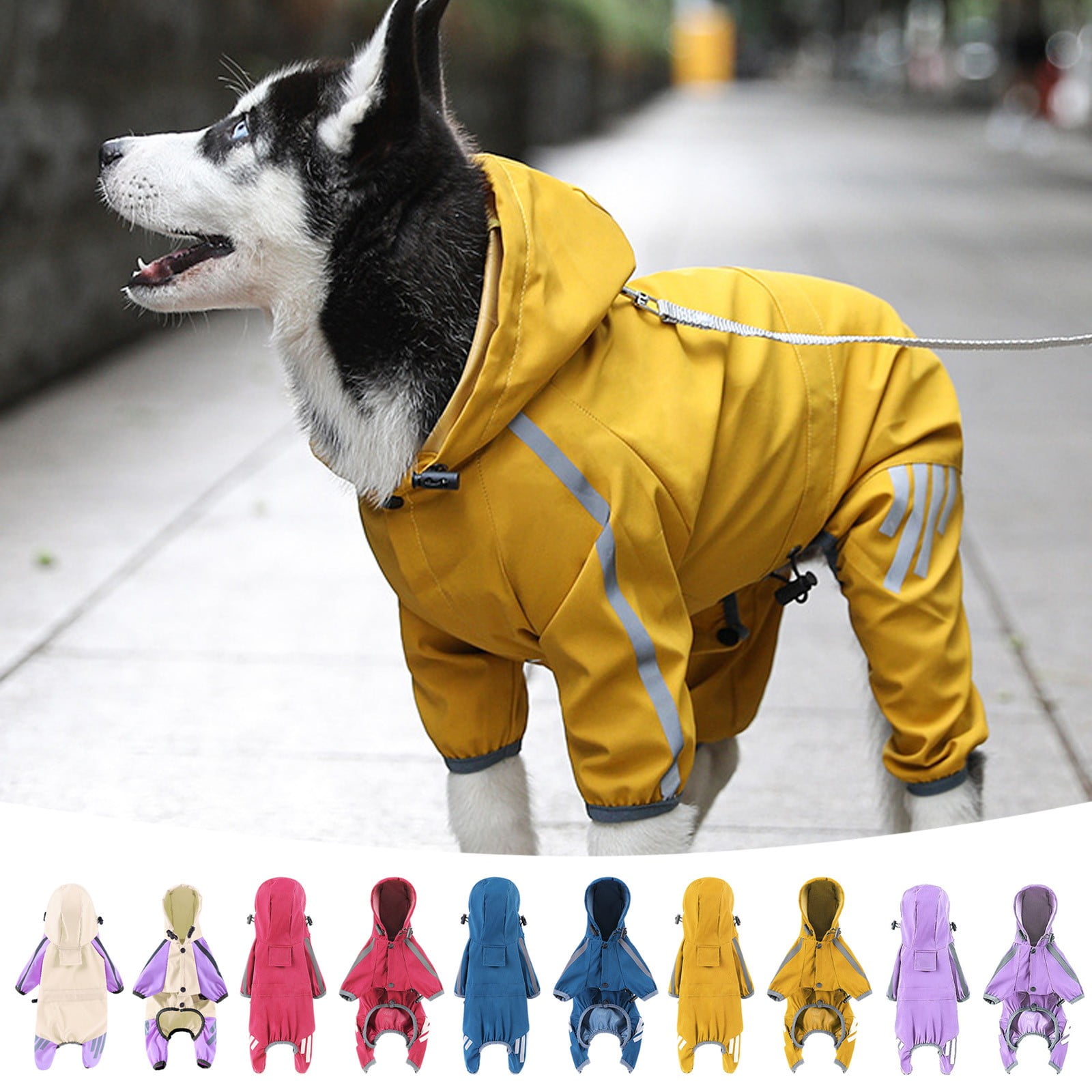 Hooded Petraincoat - Reflective Dograin Jacket with Strips, Lightweight ...
