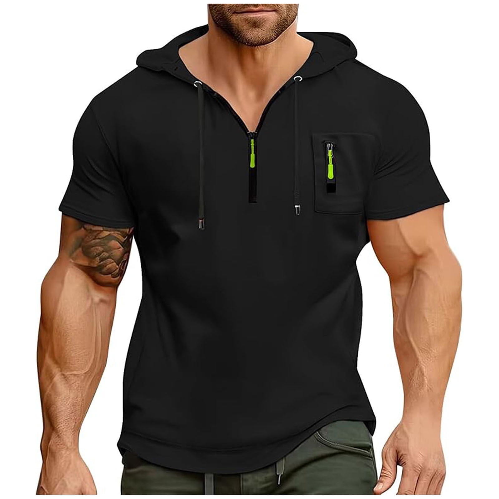 Hooded Plain Lounge Hoods for Man Fall Summer Short Sleeve Hood Outfits ...