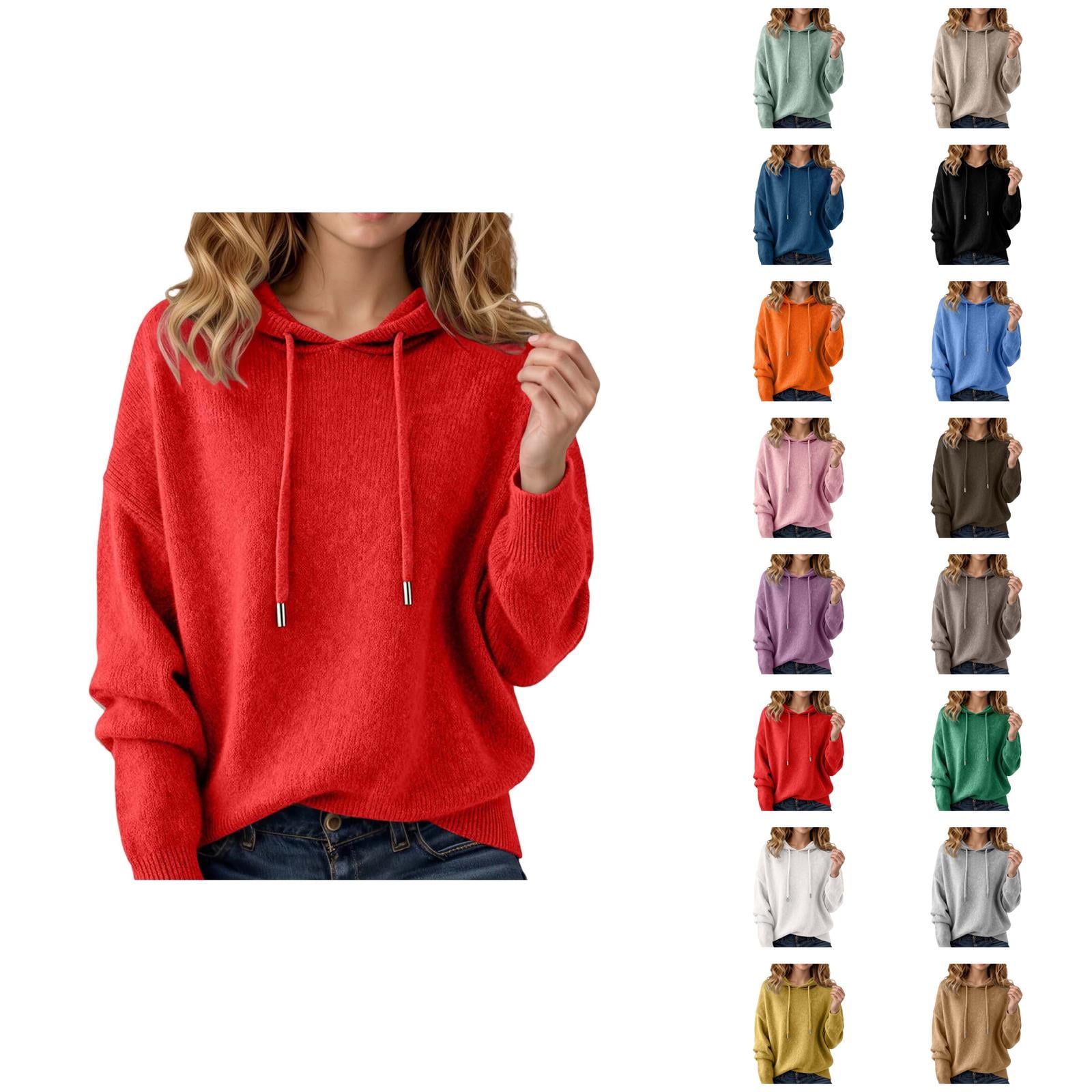 Hooded Pullover Sweater Soft Cozy Long Sleeve Casual Outerwear For ...