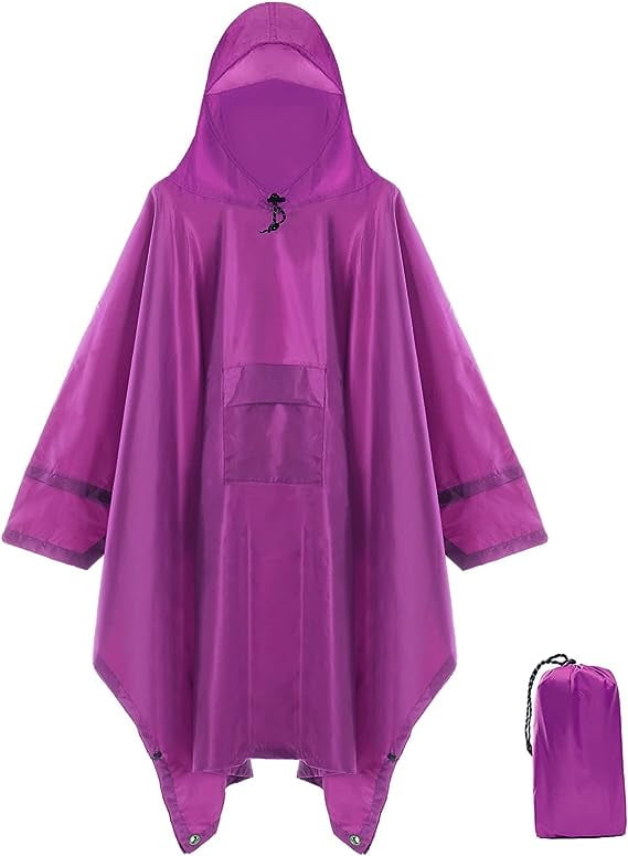 Hooded Rain Poncho for Adult with Pocket, Waterproof Lightweight Unisex ...