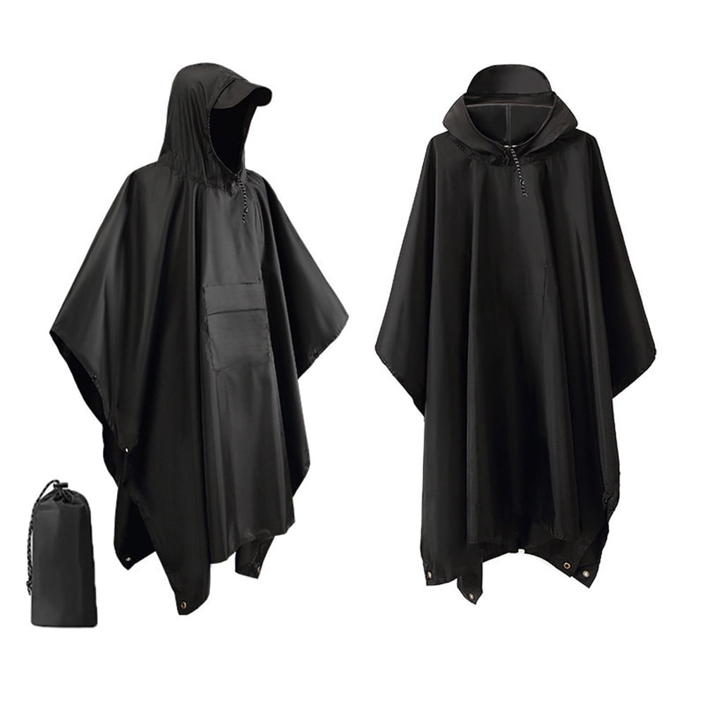Hooded Rain Poncho for Adult with Pocket, Waterproof Lightweight Unisex ...