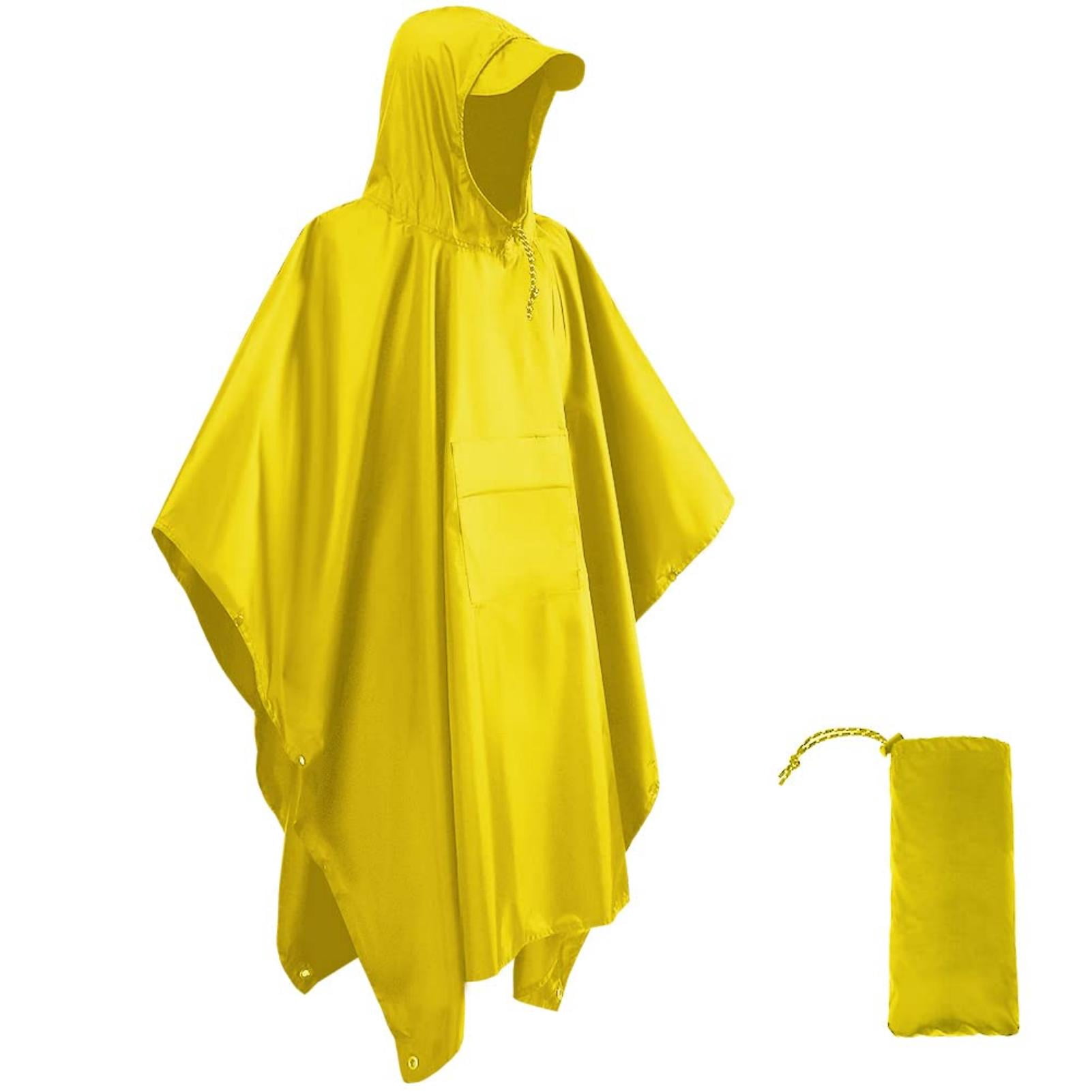 Hooded Rain Poncho with Pocket Waterproof Lightweight Reusable Unisex ...