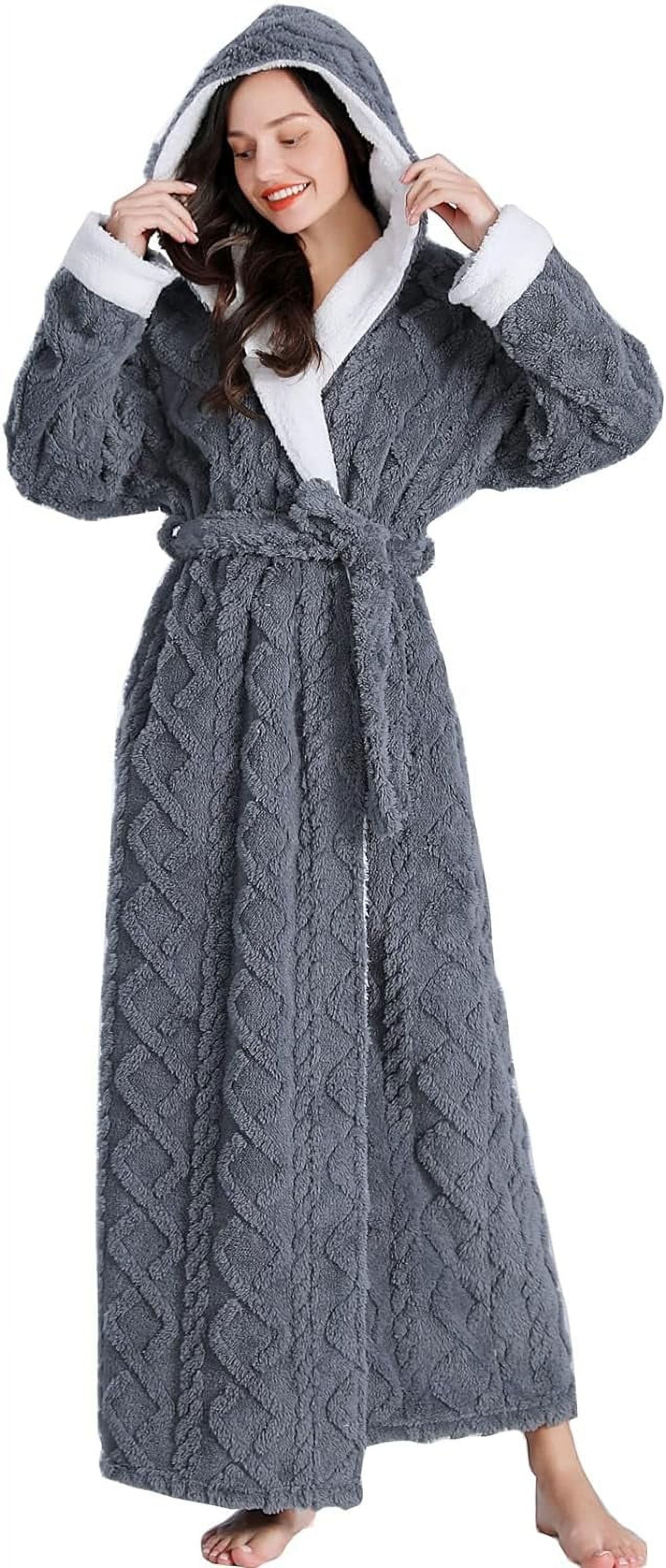 Hooded Robes for Women Long Trim Fleece Robes With Hood Long Plush Soft ...