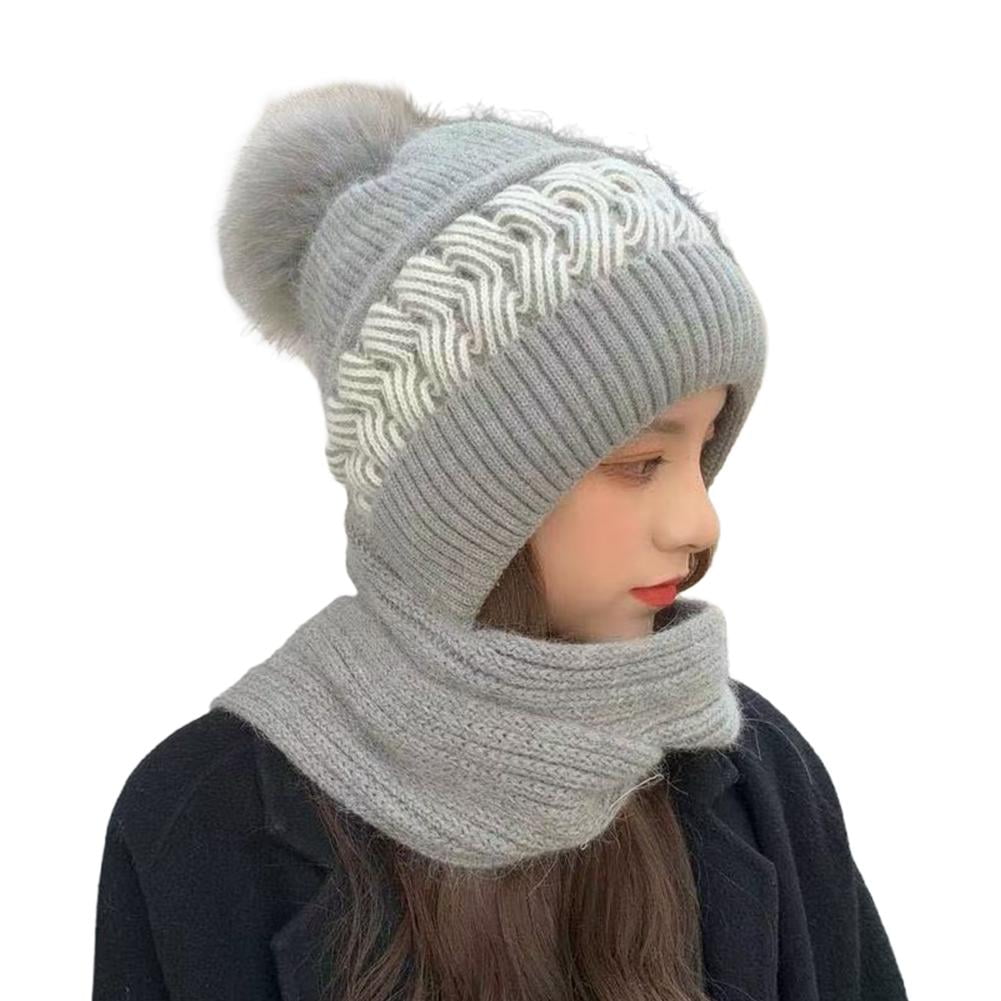 Hooded Scarf for Women Integrated Ear Protection Windproof Hat Scarf ...