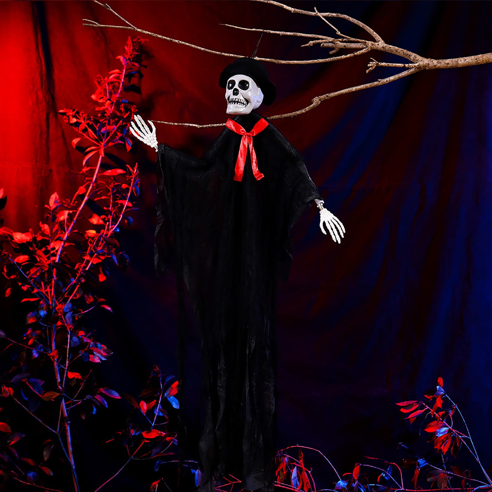 Hooded Skeleton Hanging Prop for Halloween Haunted House Scene Layout ...